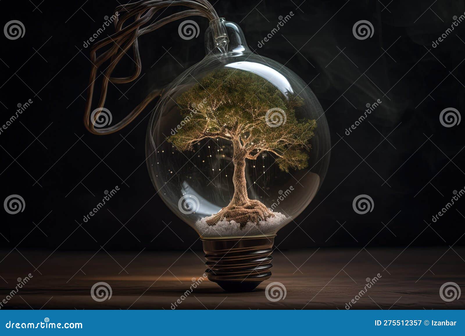 Tree Grows Inside Light Bulb Shaped Like a Graph Illustration ...