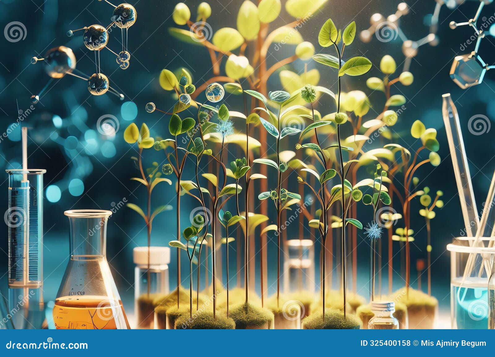 Tree Grow in Lab, Cellular Advance Technology. Stock Illustration ...