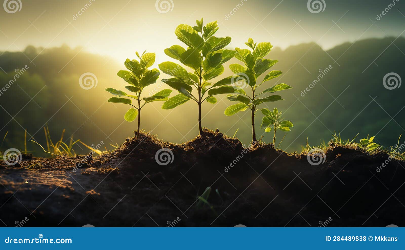 Tree Growth in Three Steps in Nature Stock Illustration - Illustration ...