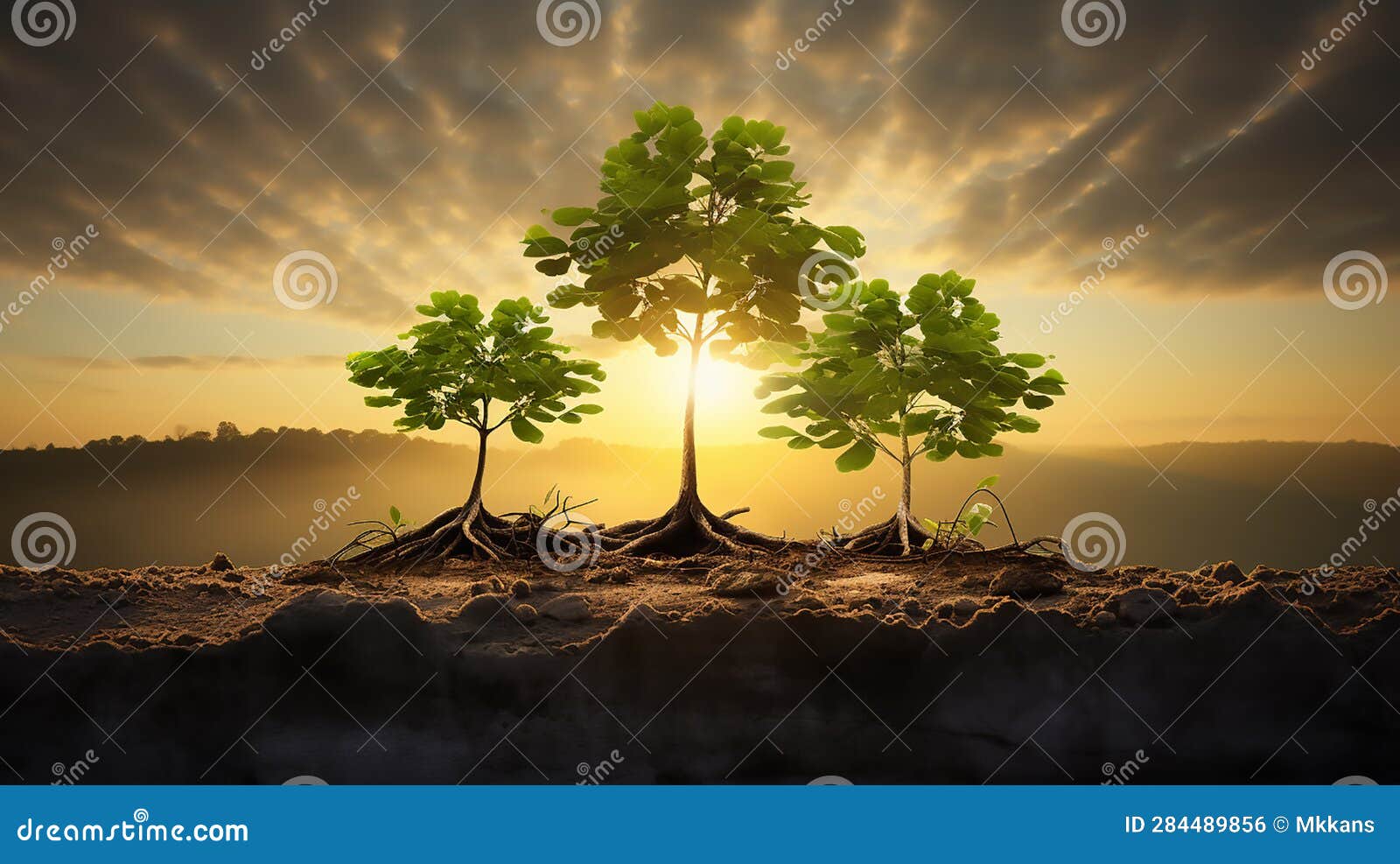 Tree Growth in Three Steps in Nature Stock Illustration - Illustration ...