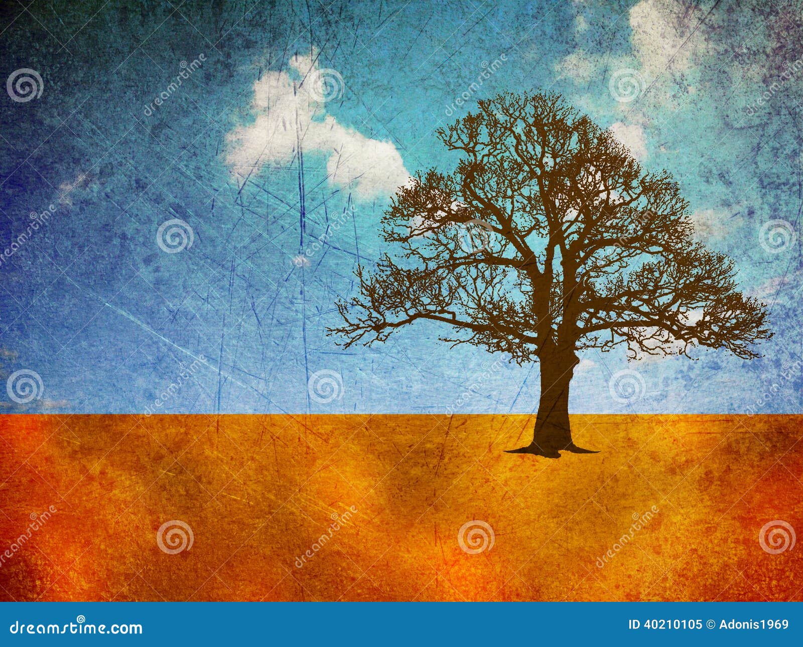 Tree in a grunge landscape stock image. Image of tree - 40210105