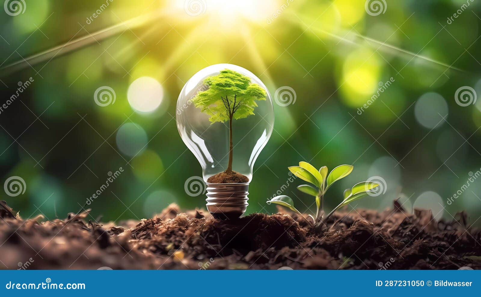 Tree Grwoing in Light Bulb in Nature. Generative Ai Design Concept ...