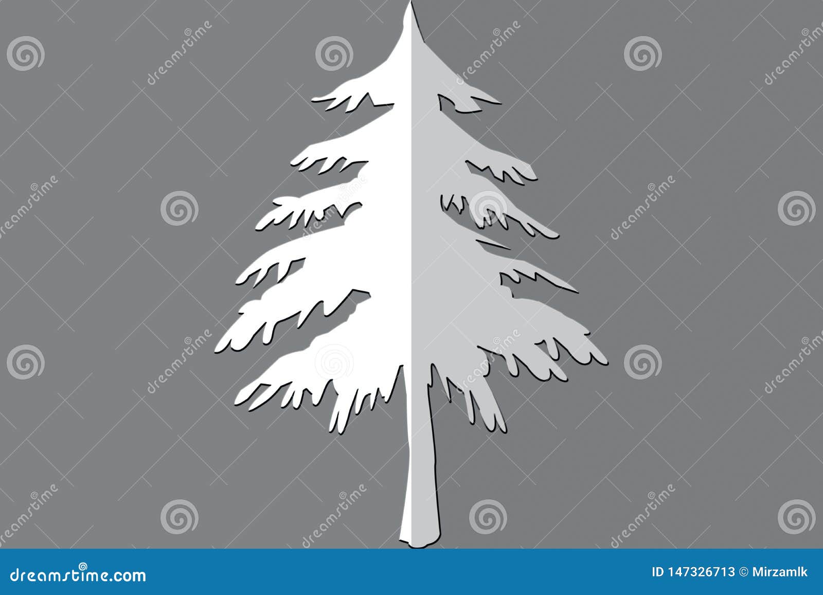 A Tree with Half Grey and Half White Color. Stock Illustration ...