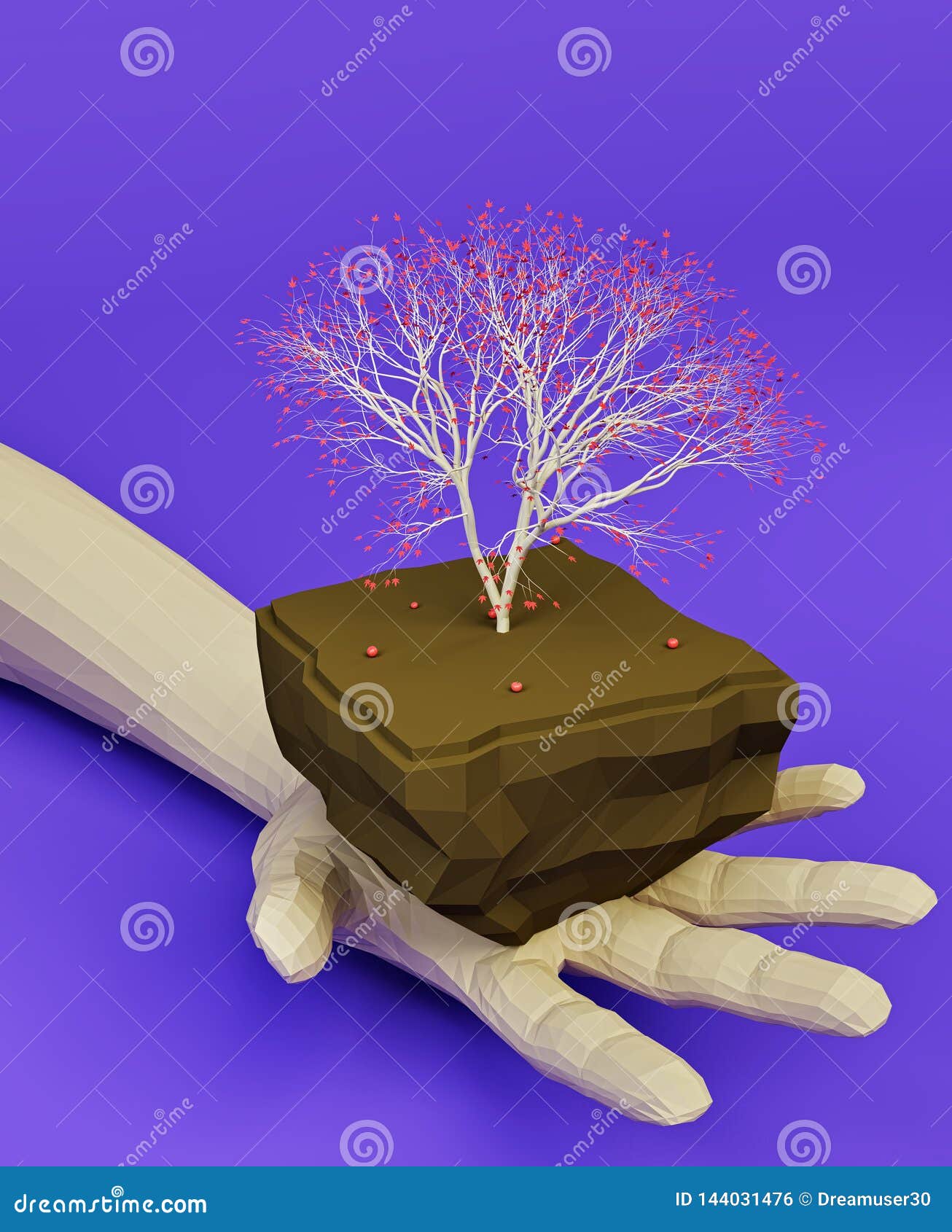 Tree in a Hand 3d Rendering Stock Illustration - Illustration of ...