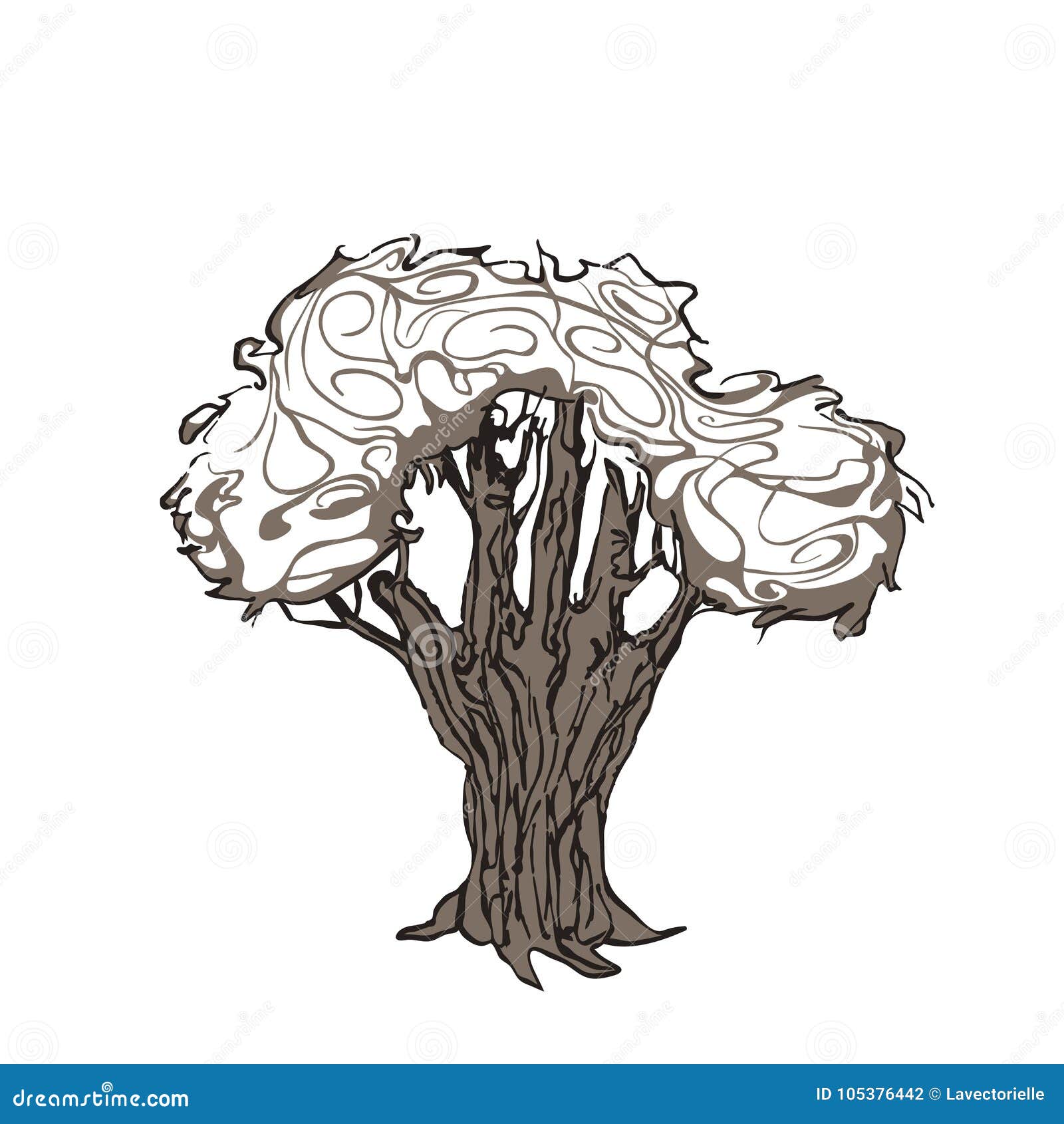 Tree hand drawing stock vector. Illustration of plant - 105376442