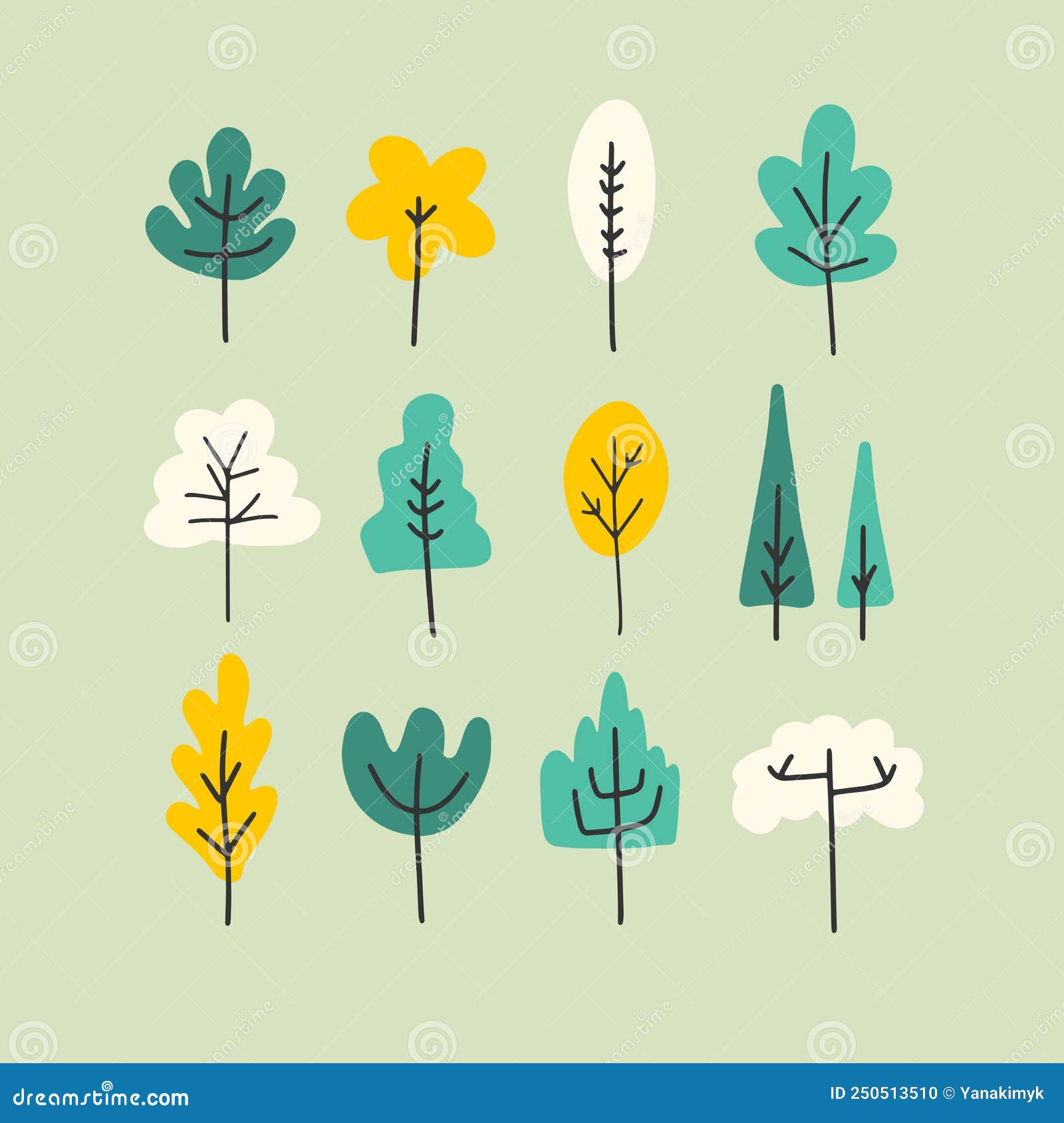 Tree Hand Drawn Doodle Cartoon. Simple Trees Stock Vector ...