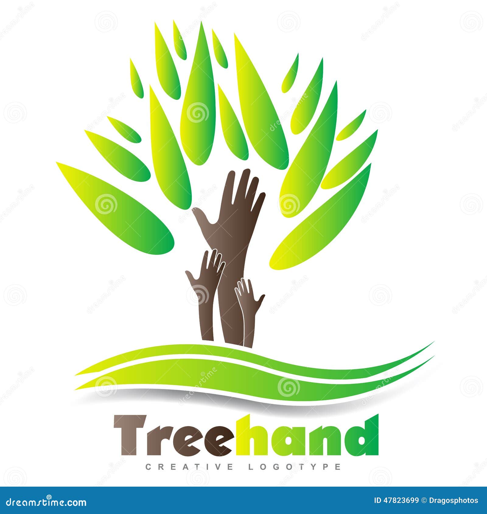 Tree hand logo stock illustration. Illustration of sign - 47823699