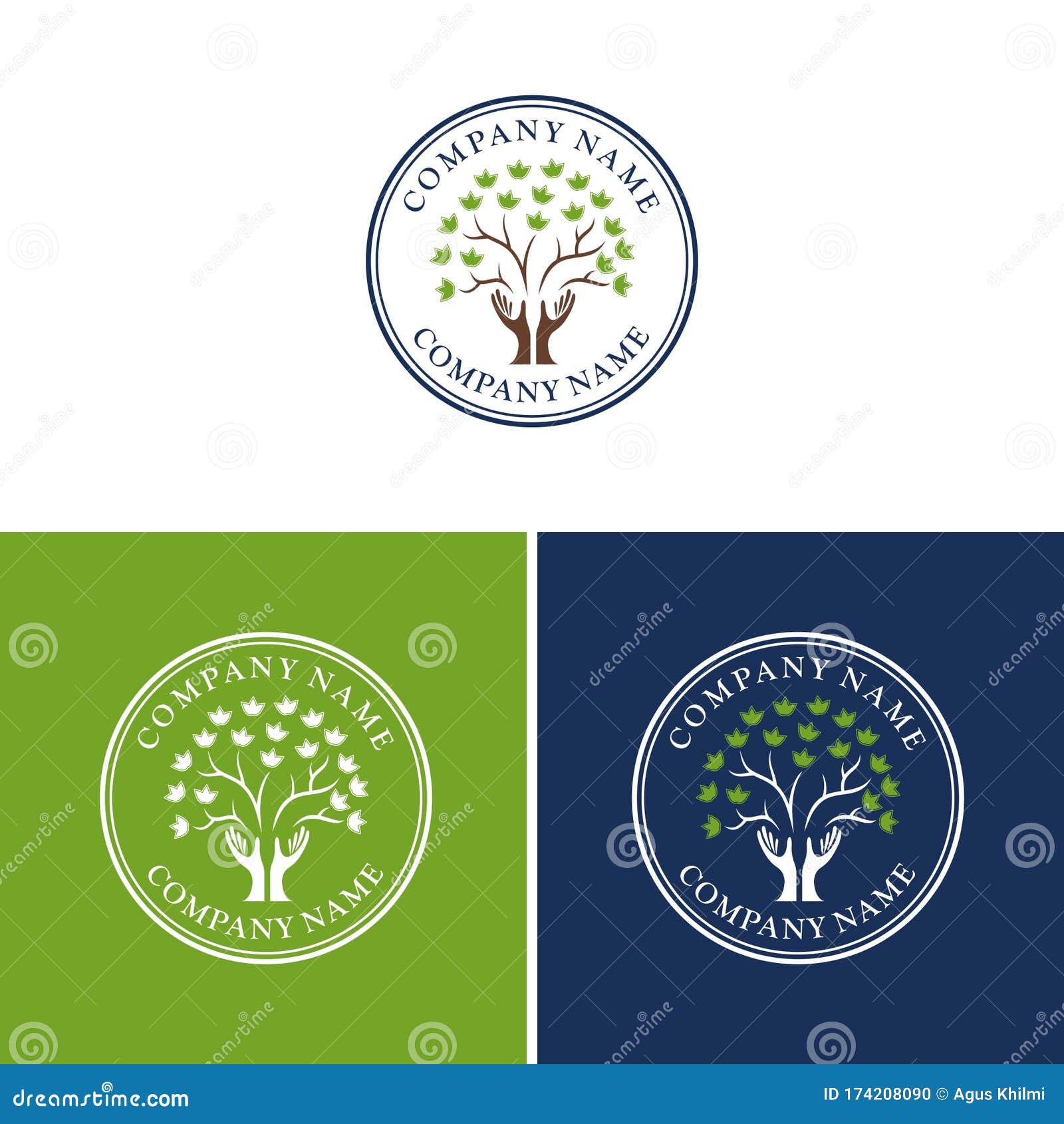 Tree Hand Logo Design Vector Stock Vector - Illustration of growth ...