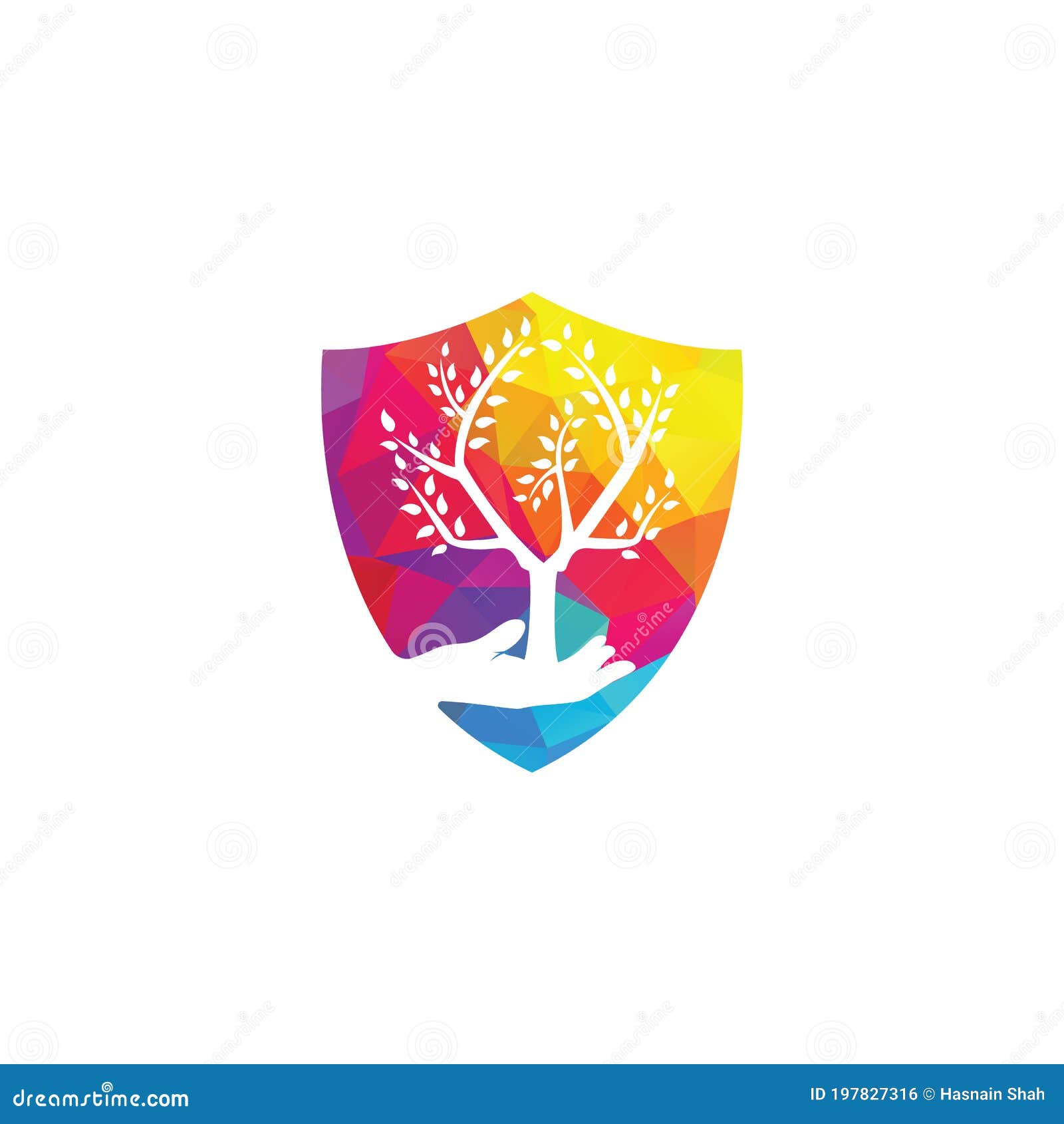 Tree in Hand Vector Logo Design. Stock Vector - Illustration of hand ...