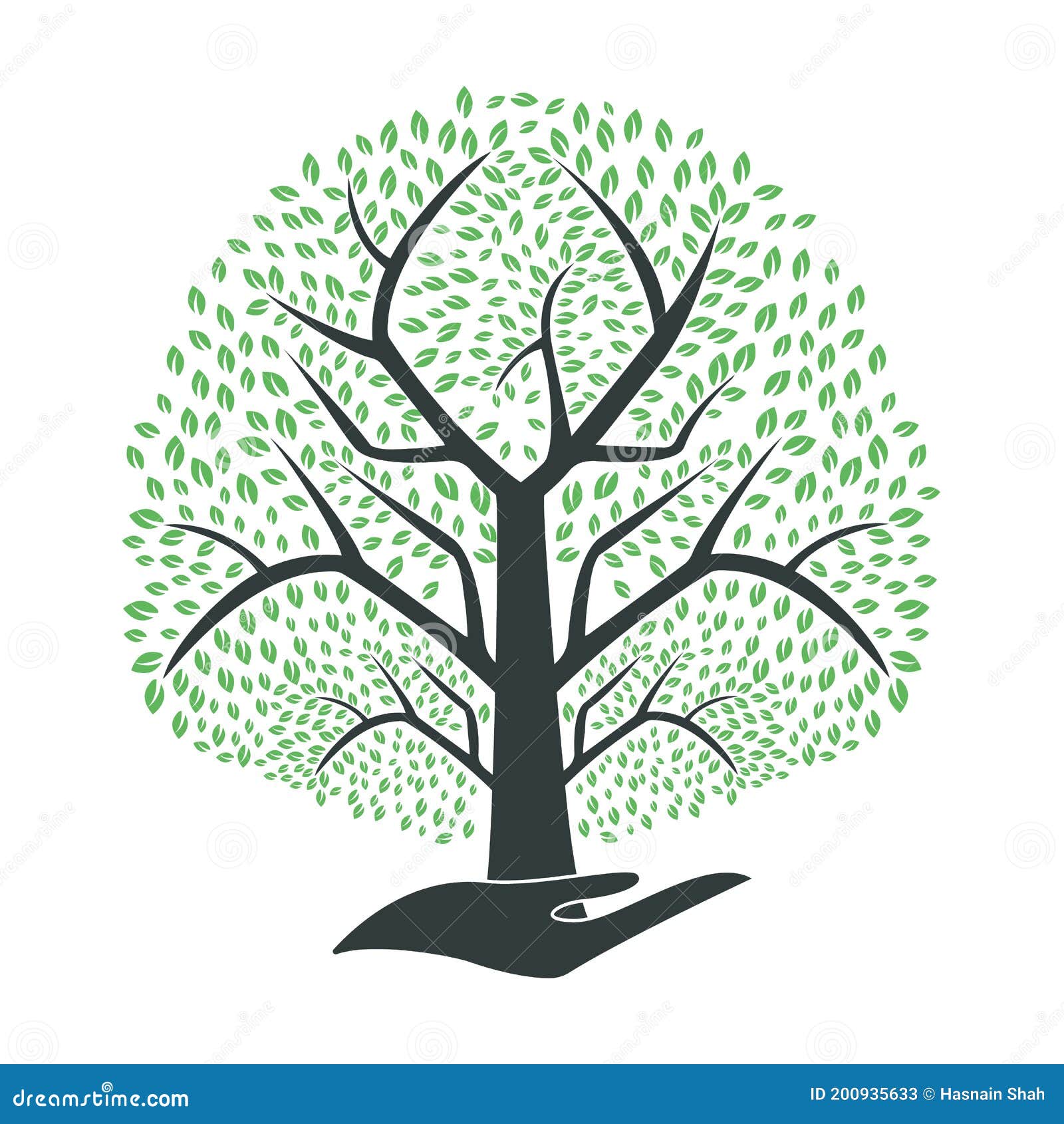 Tree in Hand Vector Logo Design. Stock Vector - Illustration of ...