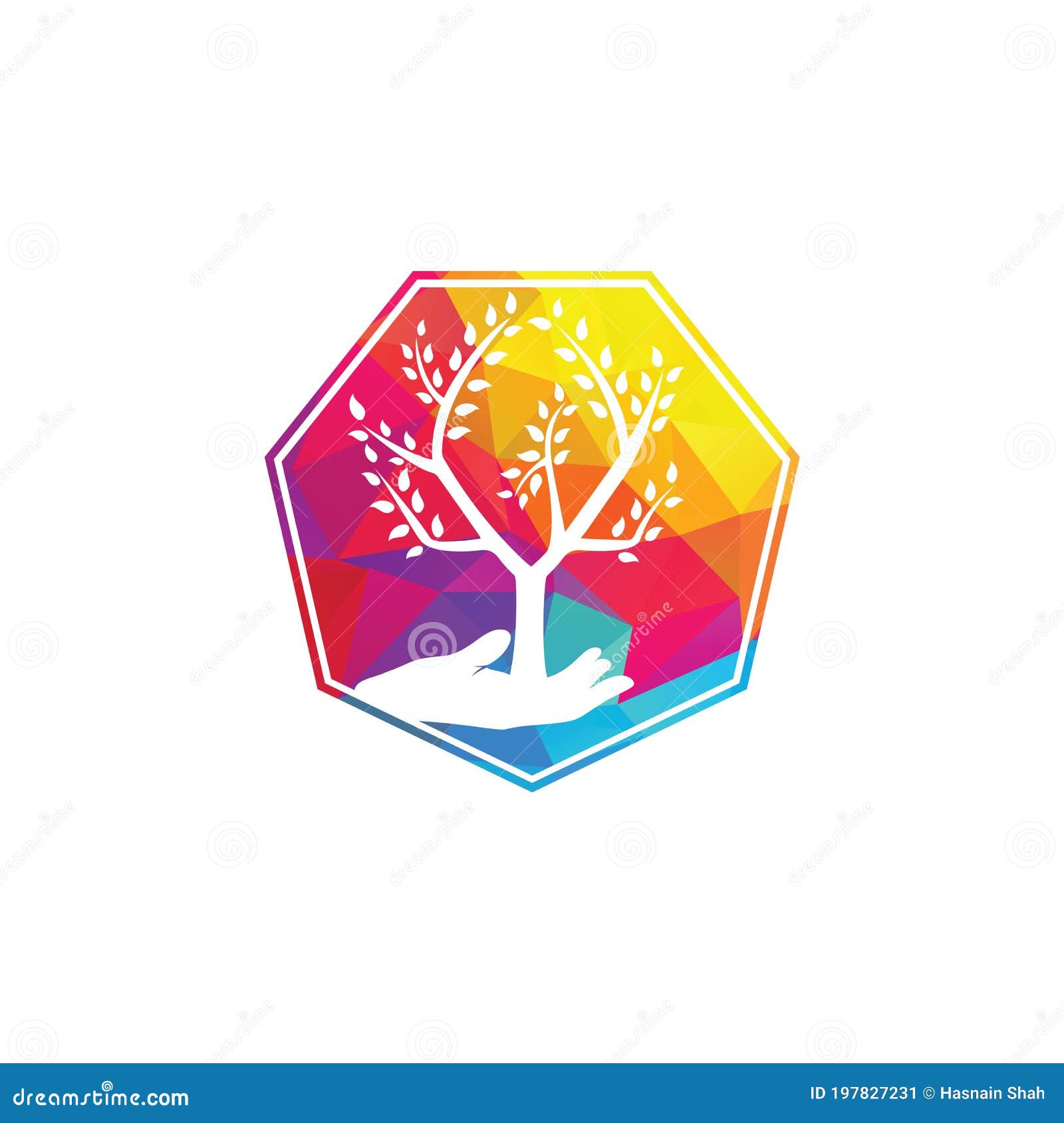 Tree in Hand Vector Logo Design. Stock Vector - Illustration of flower ...