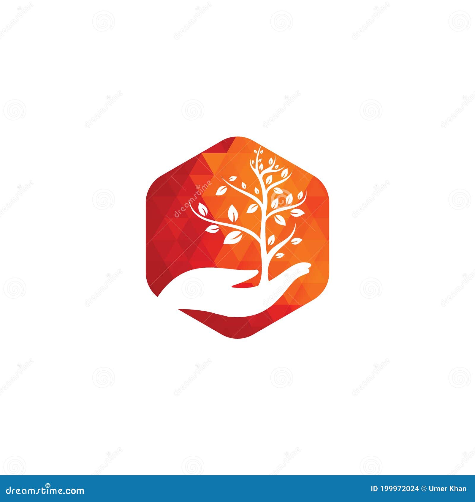 Tree in Hand Vector Logo Design. Stock Vector - Illustration of ...