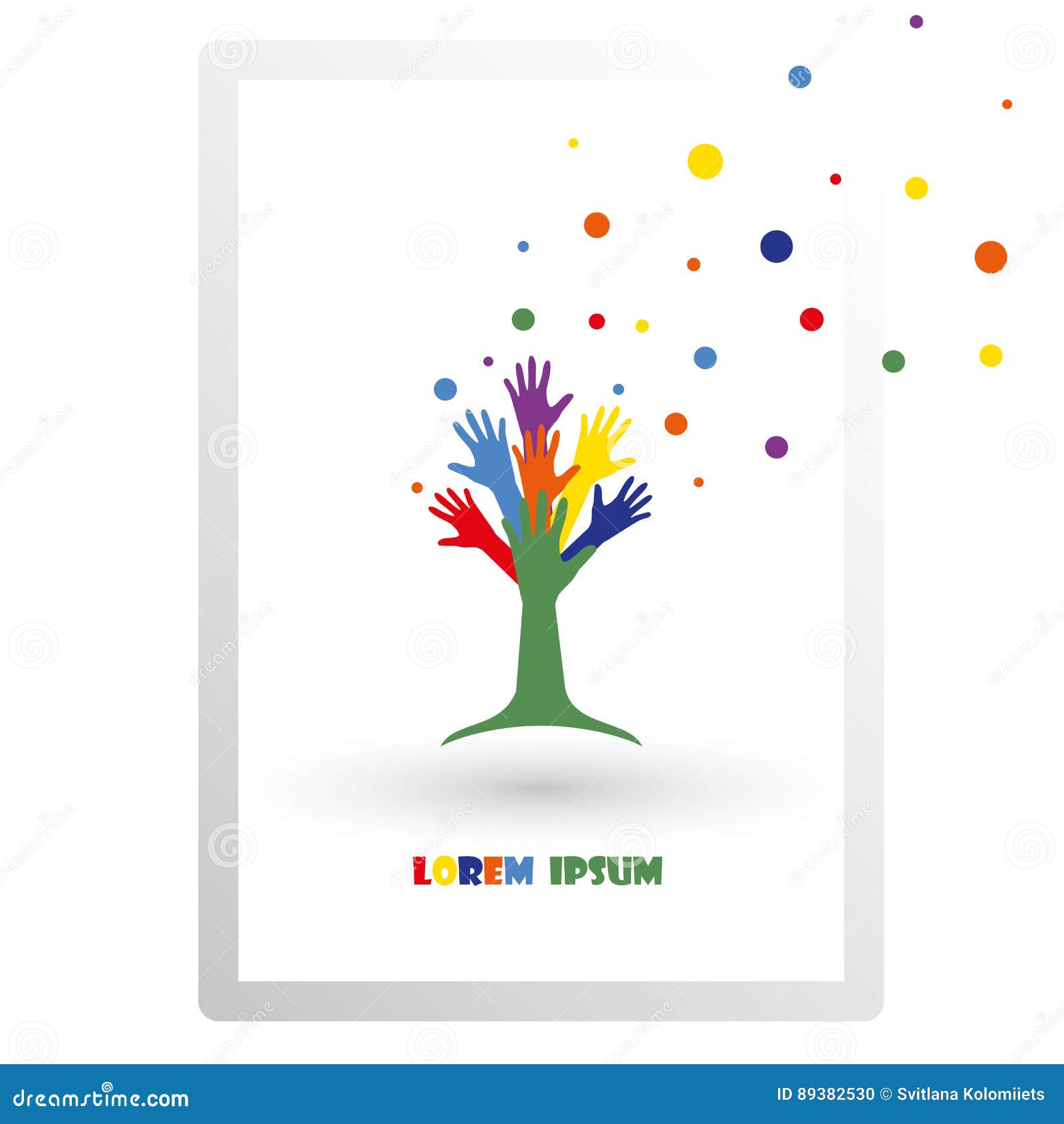 Tree of Hands, Bright Illustration Stock Vector - Illustration of ...