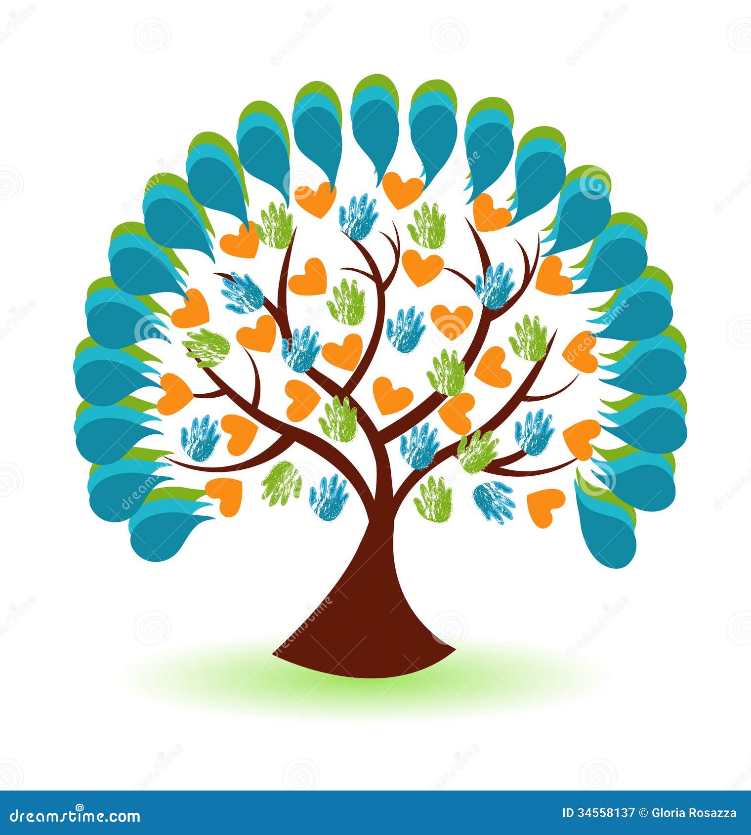 Tree Hands and Hearts Business Logo Stock Vector - Illustration of ...