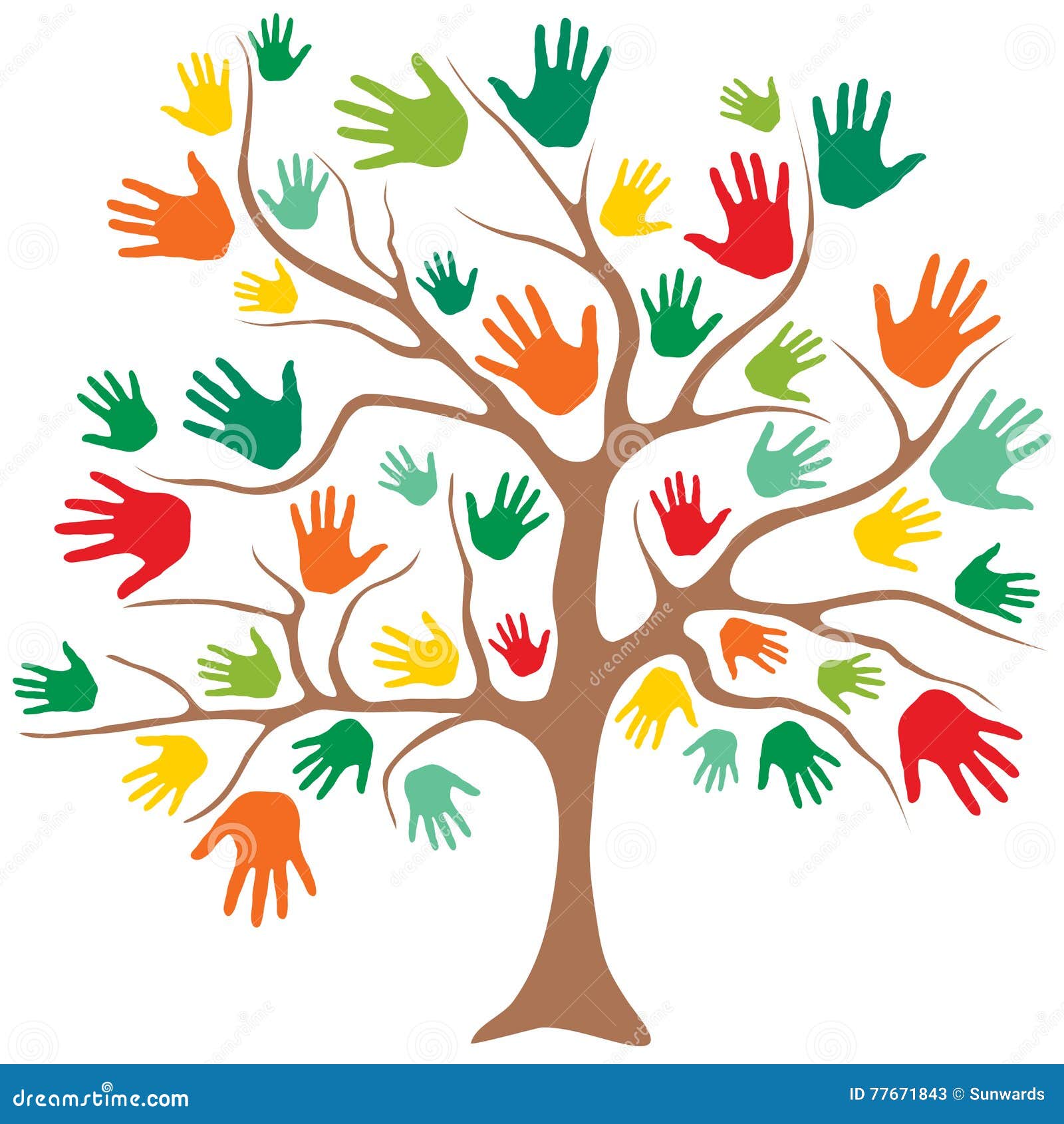 Tree with Hands instead of Leaves Stock Vector - Illustration of symbol ...