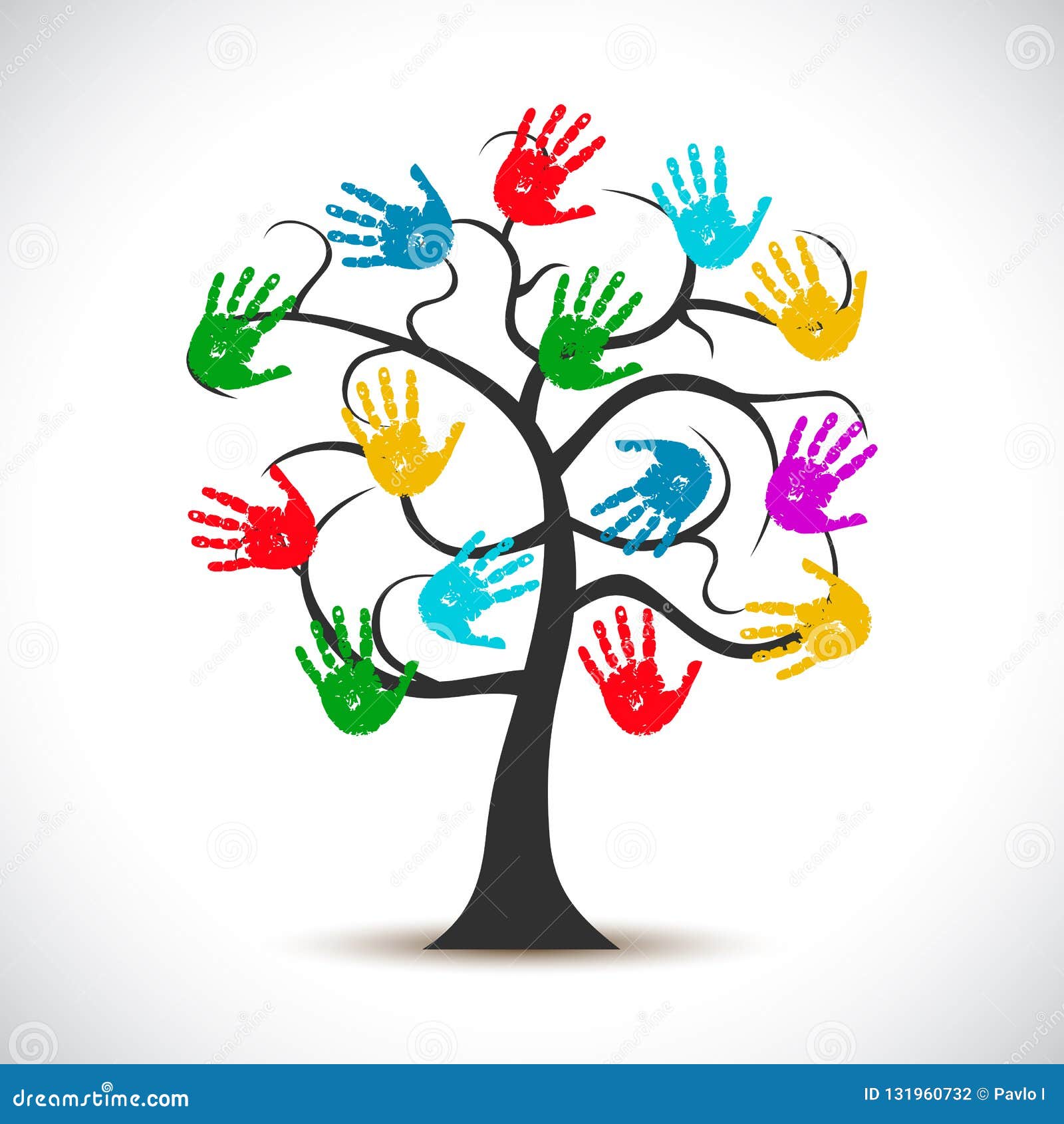 Tree With Hands Logo, Helping Tree - Vector Stock Illustration ...