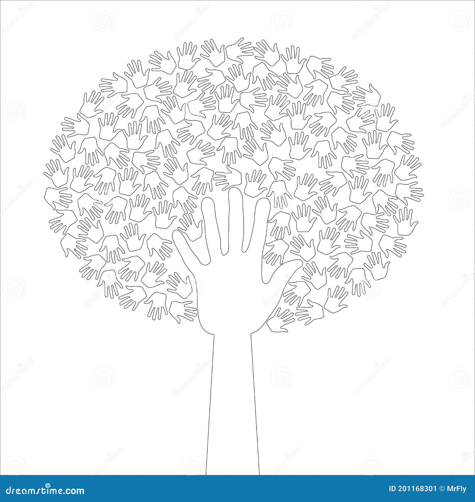 Tree of Hands, Vector Illustration Stock Vector - Illustration of ...