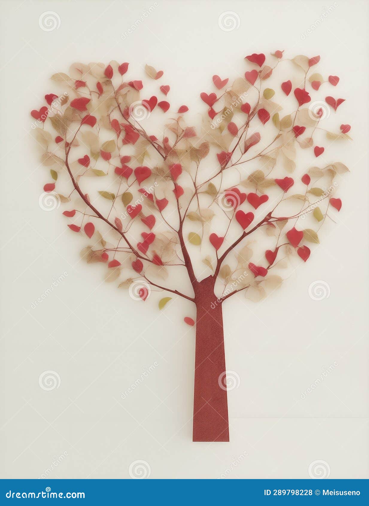 Tree with Heart Leaves Illustration Stock Illustration - Illustration ...