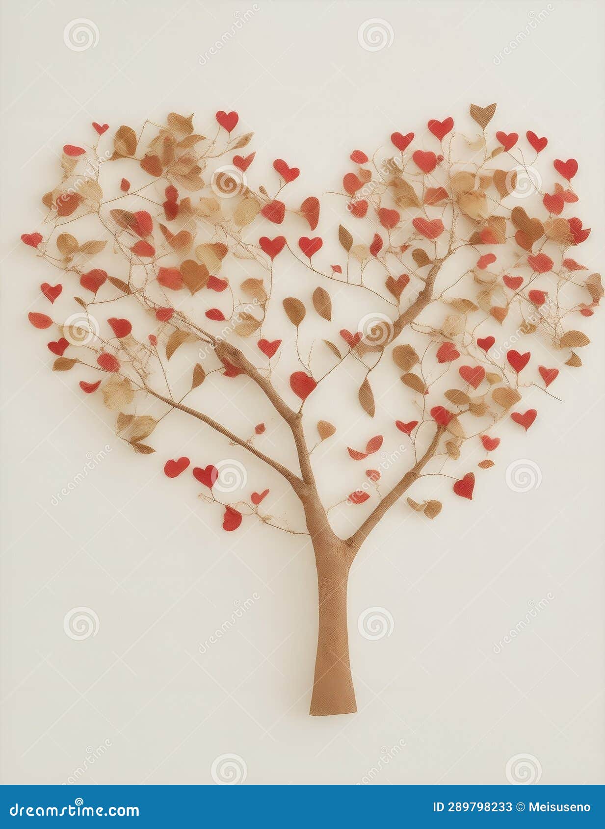 Tree with Heart Leaves Illustration Stock Illustration - Illustration ...