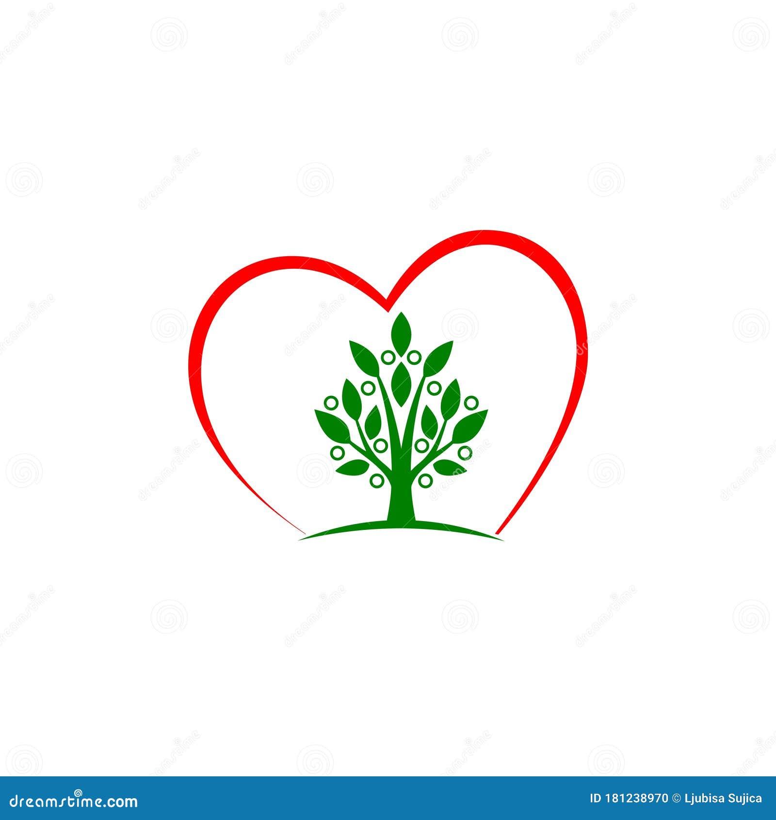 Tree with Heart Logo Icon on White Background Stock Vector ...