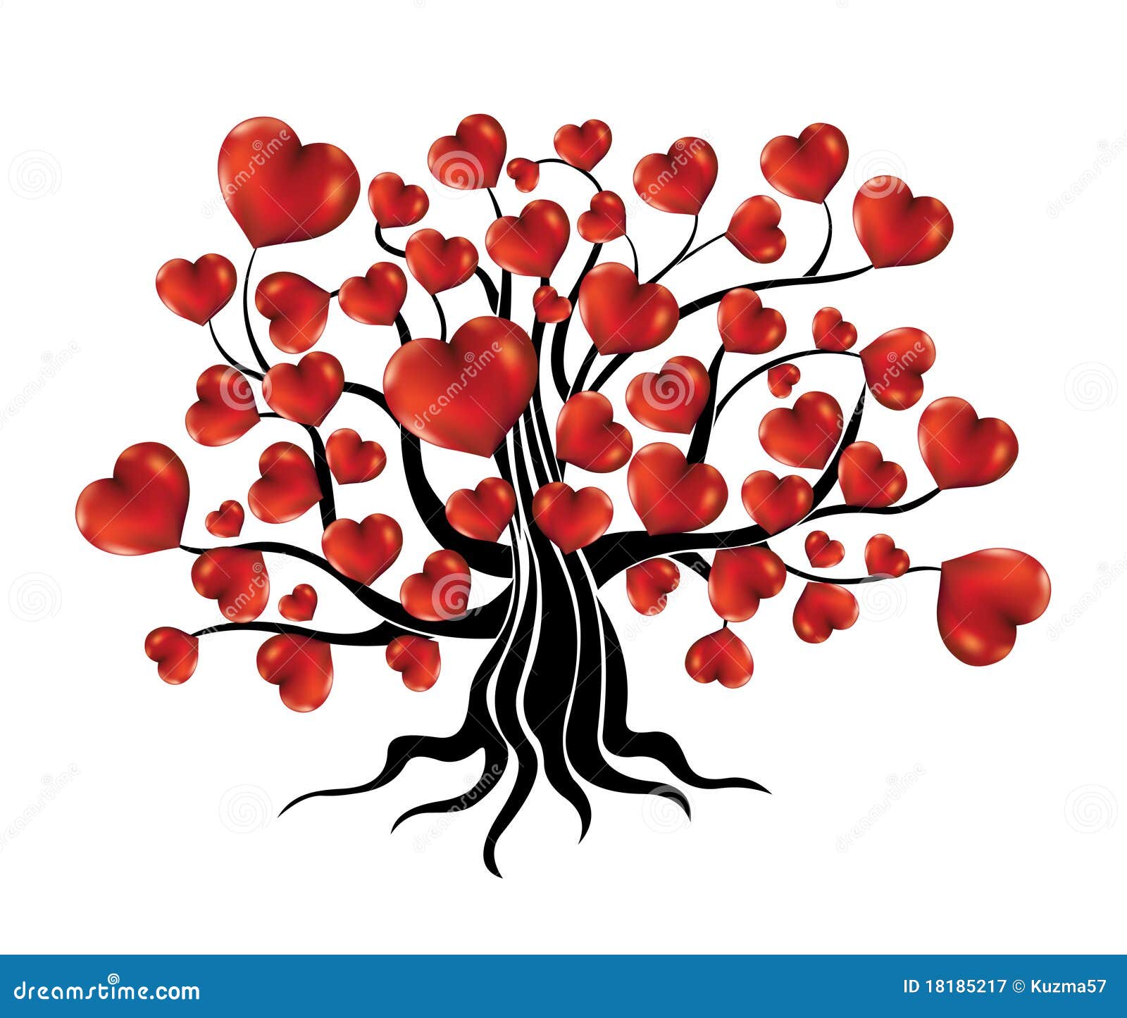 Tree with hearts stock vector. Illustration of beautiful - 18185217