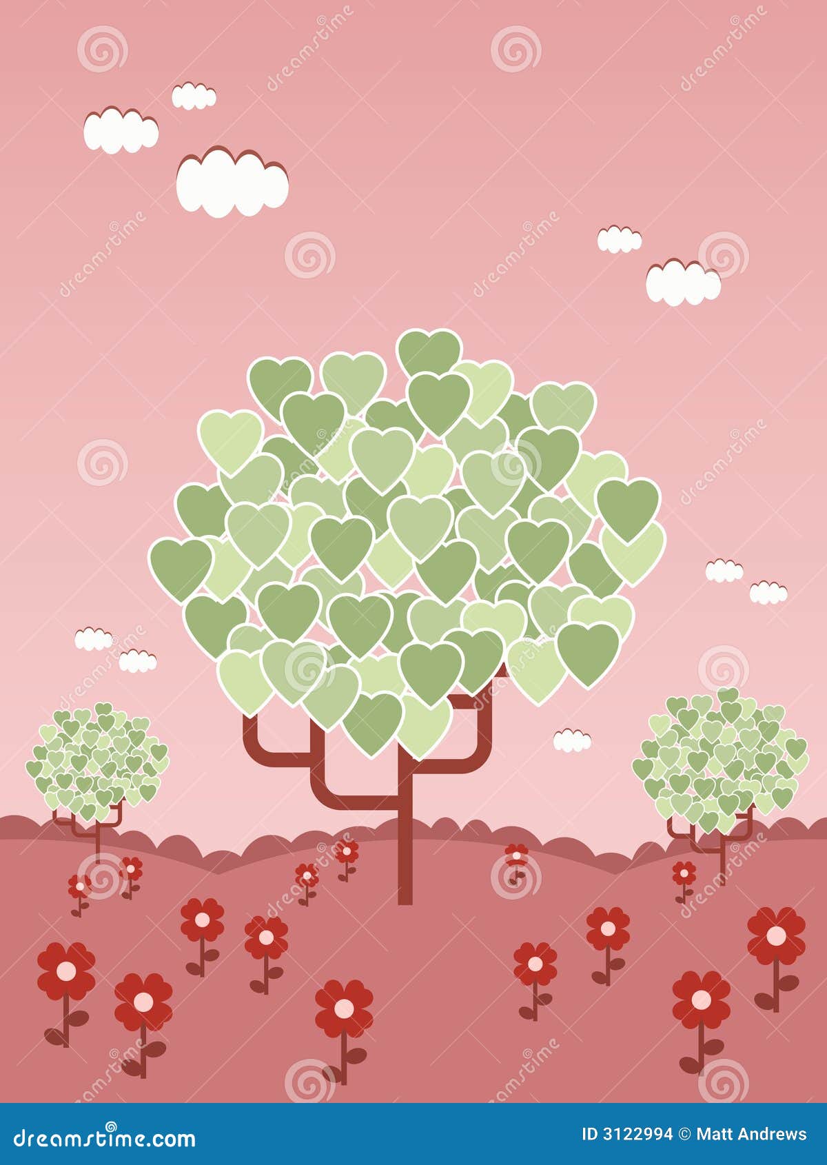 Tree of hearts stock vector. Illustration of concept, green - 3122994