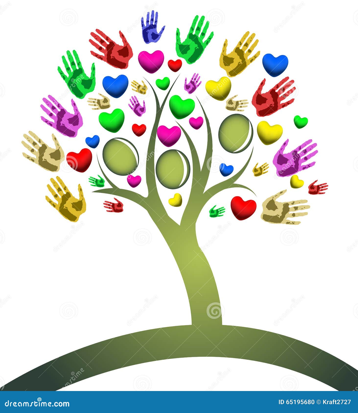 Tree of Hearts Hand Figures Stock Vector - Illustration of ornate ...