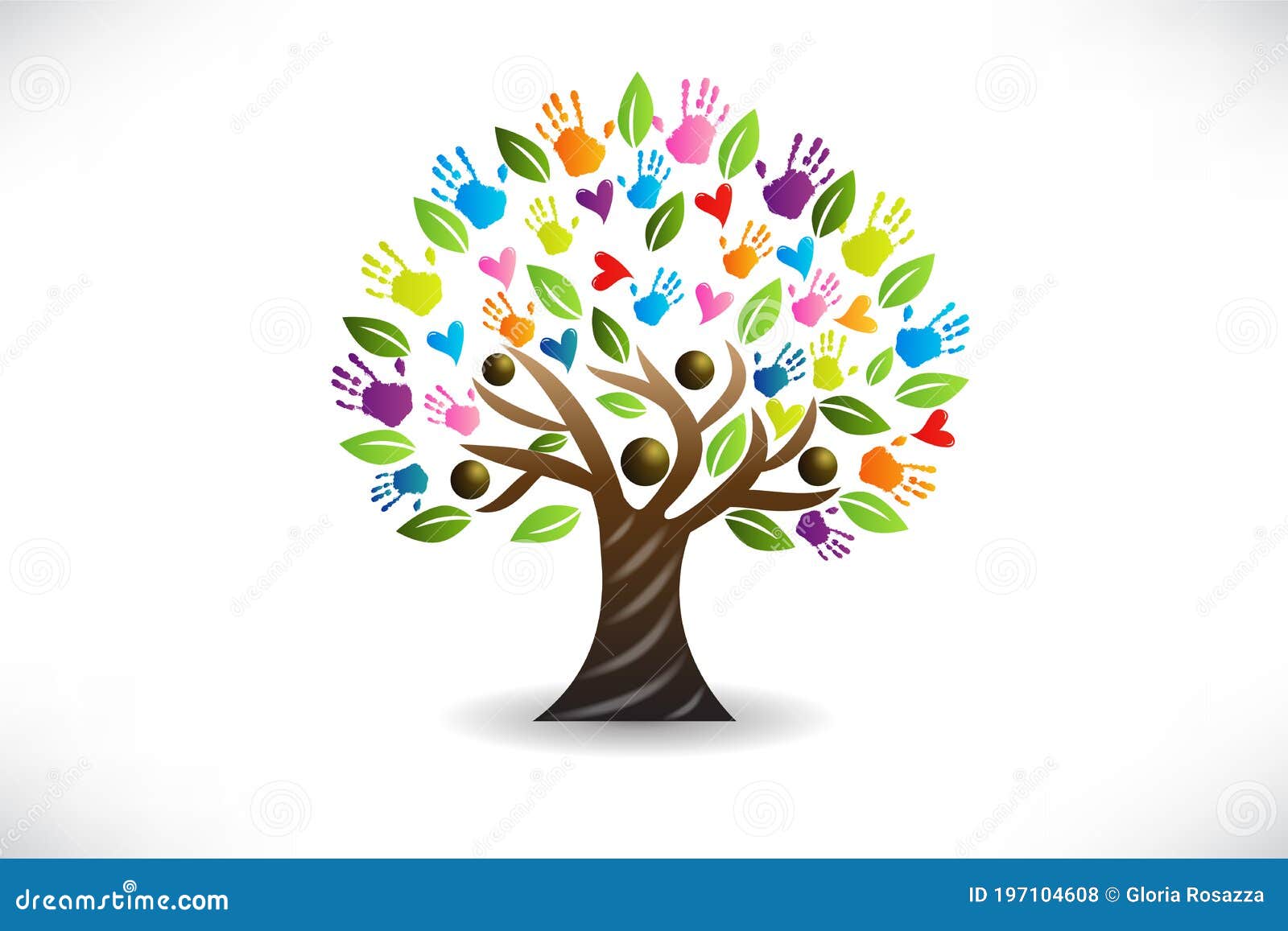 Tree Hearts And Hands People Figures Logo Vector Image | CartoonDealer ...