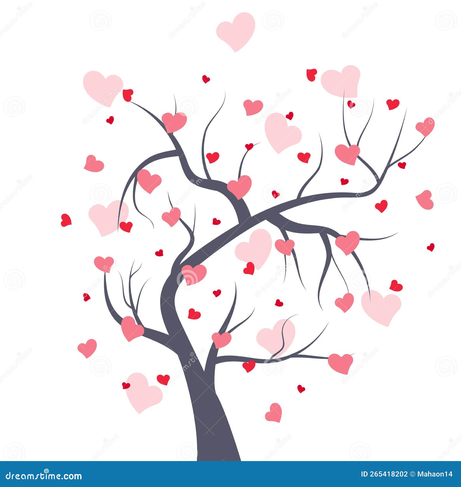 Tree with hearts stock vector. Illustration of heart - 265418202