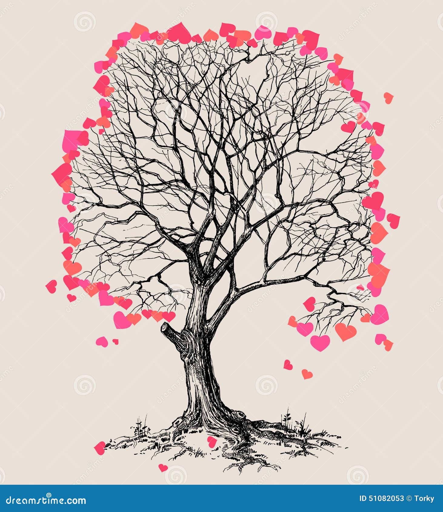 Tree of hearts stock vector. Illustration of amour, beauty - 51082053