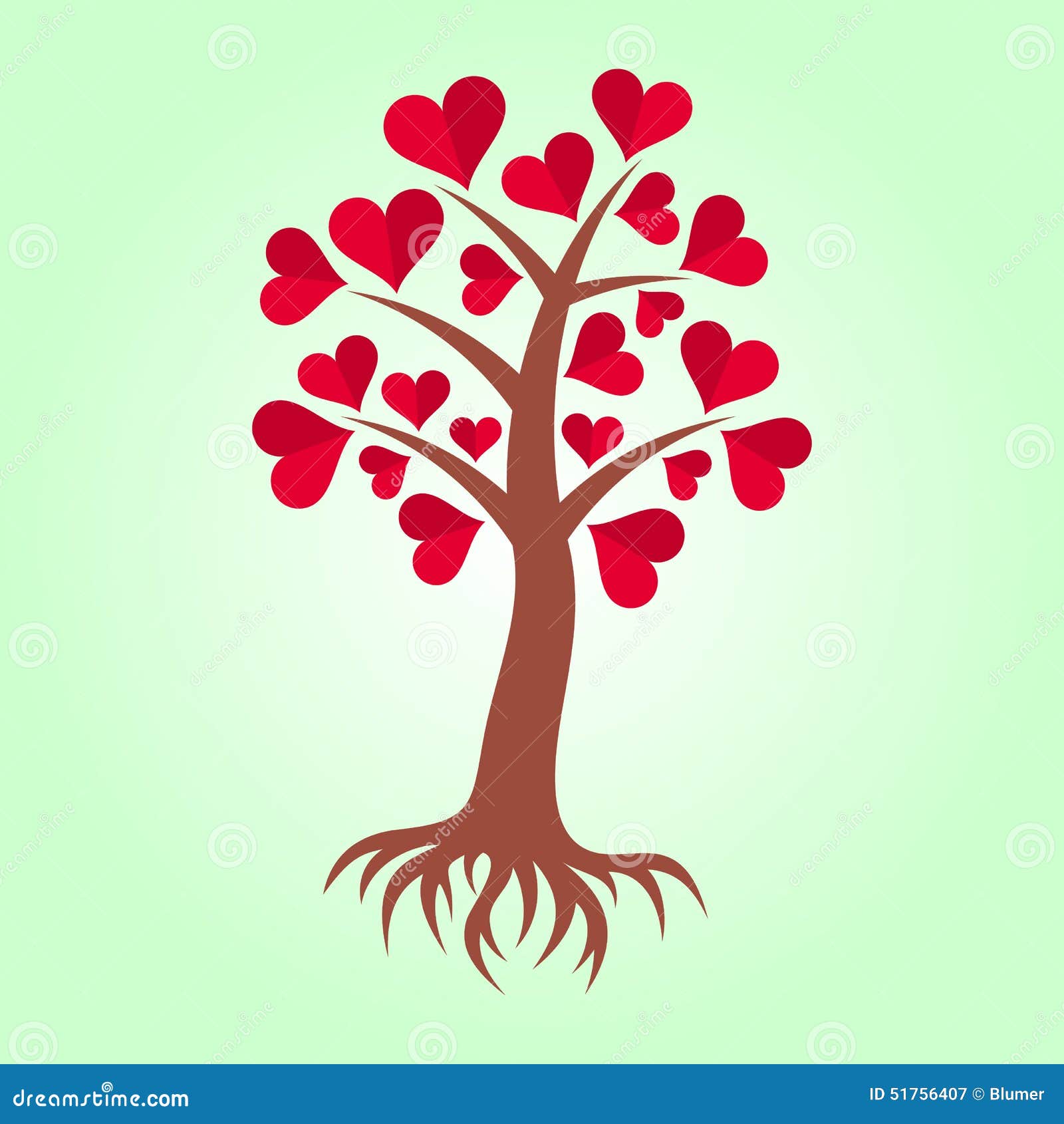 Tree with hearts and roots stock vector. Illustration of february ...