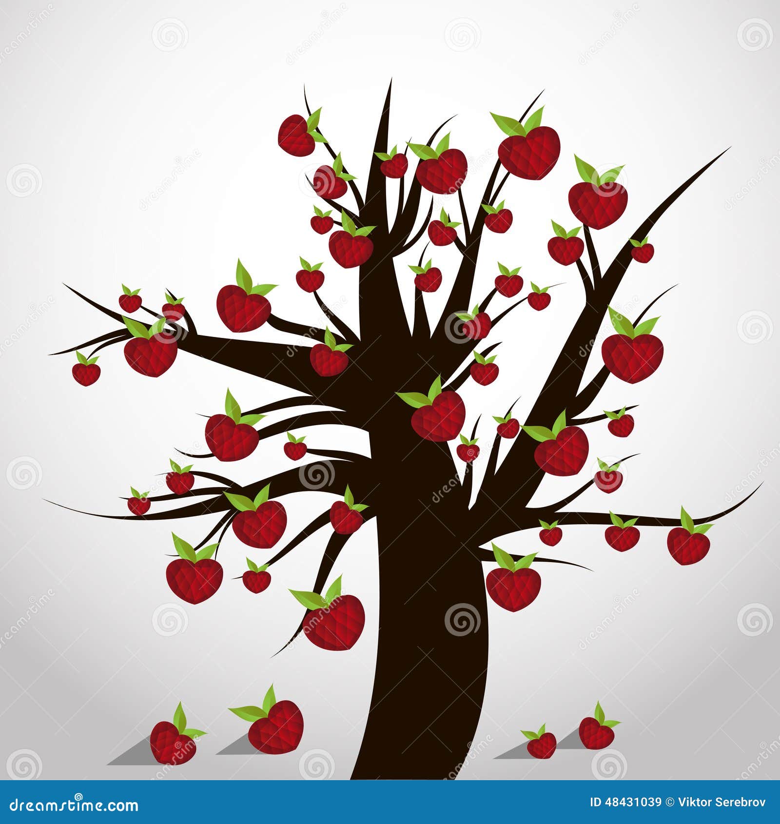 Tree with hearts stock vector. Illustration of curve - 48431039