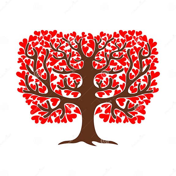 Tree with Hearts. Vector Illustration Stock Vector - Illustration of ...