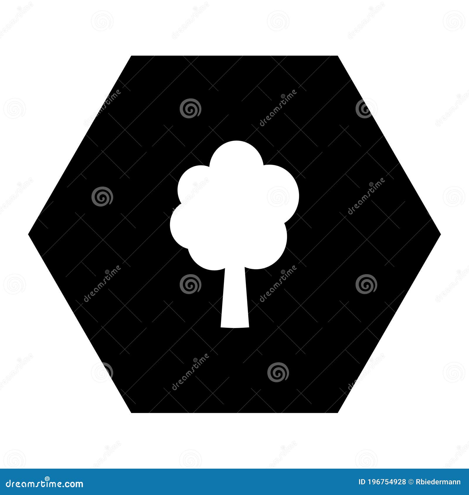 Tree and hexagon stock vector. Illustration of broadleaf - 196754928