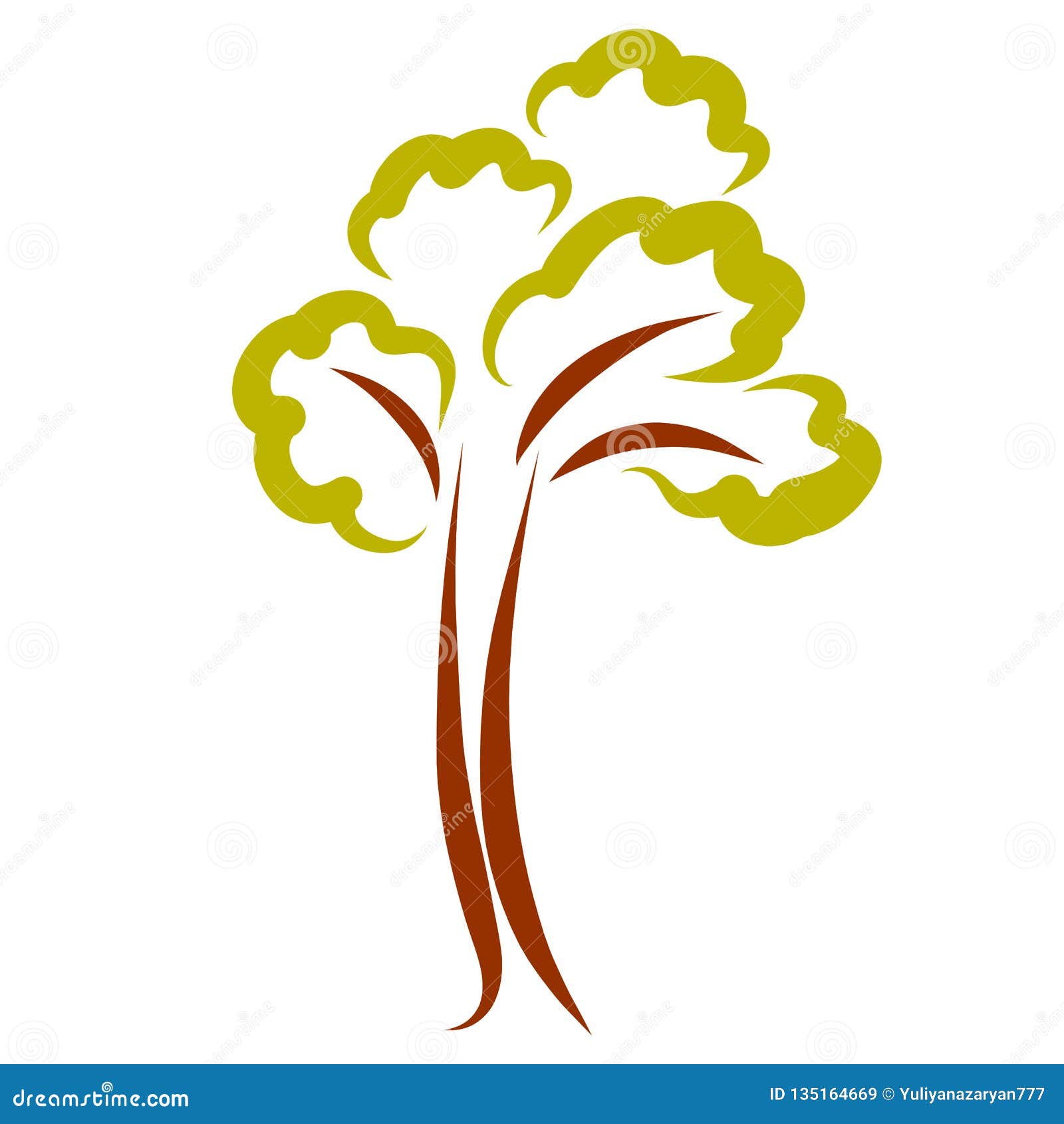 Tree with High Trunk and Green Foliage, Pattern Stock Illustration ...