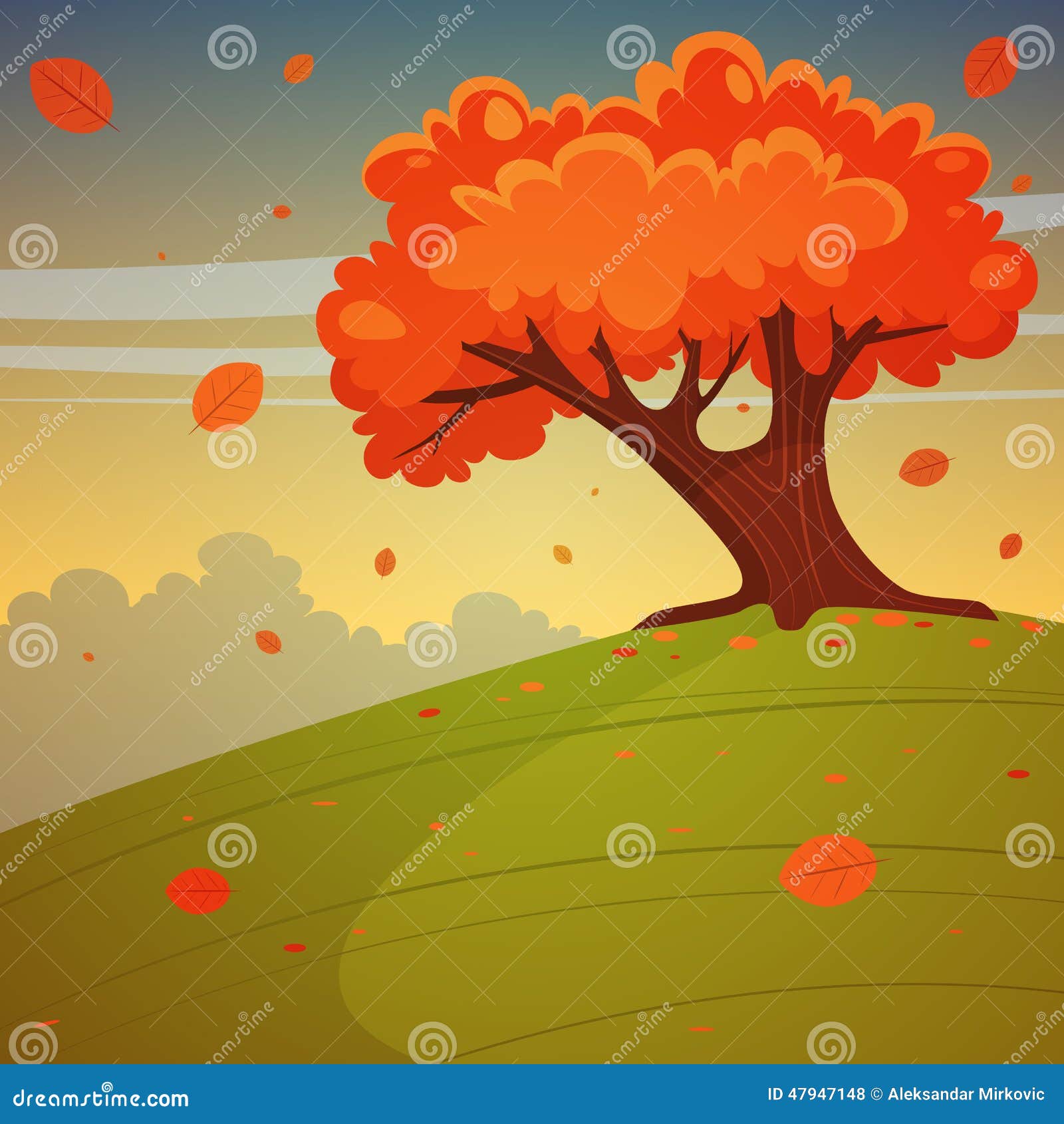 Tree on the hill stock vector. Illustration of landscape - 47947148