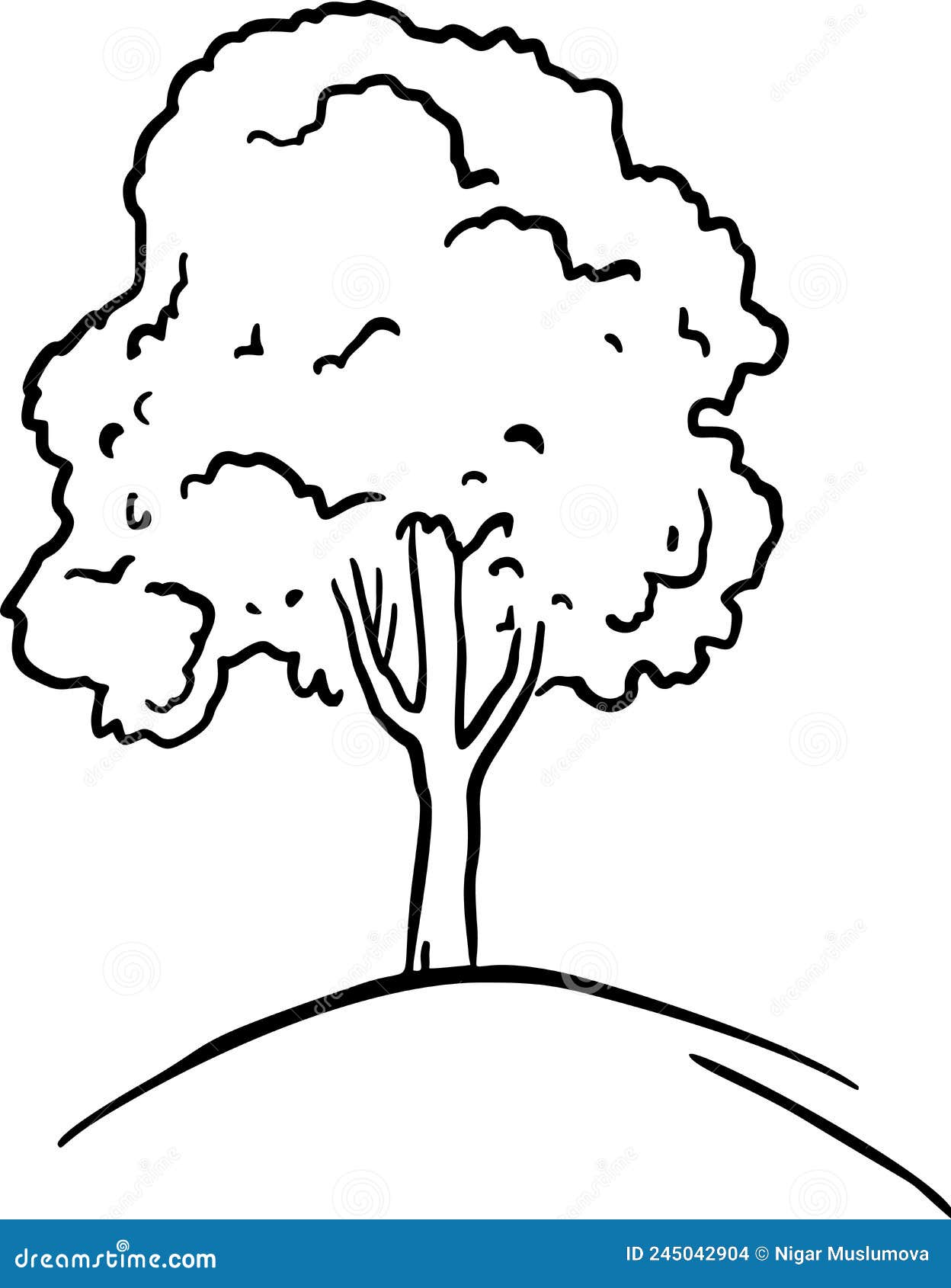Tree, Hill, Hand Draw Vector Illustration Art Stock Vector ...