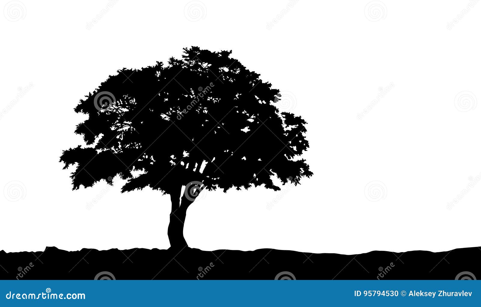 Tree on the Hill Silhouette on Vector Stock Vector - Illustration of ...
