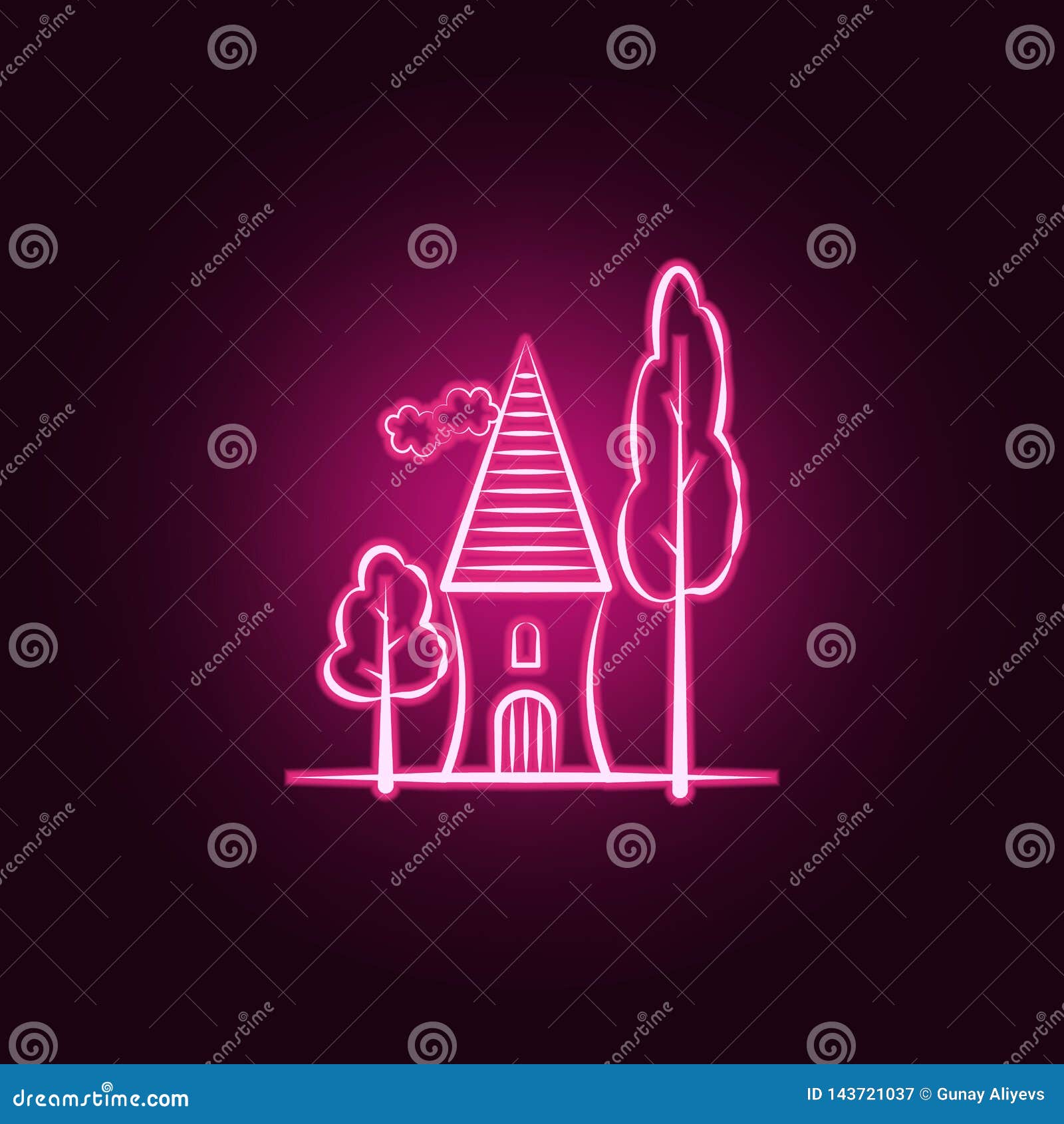 Tree, Home Neon Icon. Elements of Imaginary House Set Stock ...