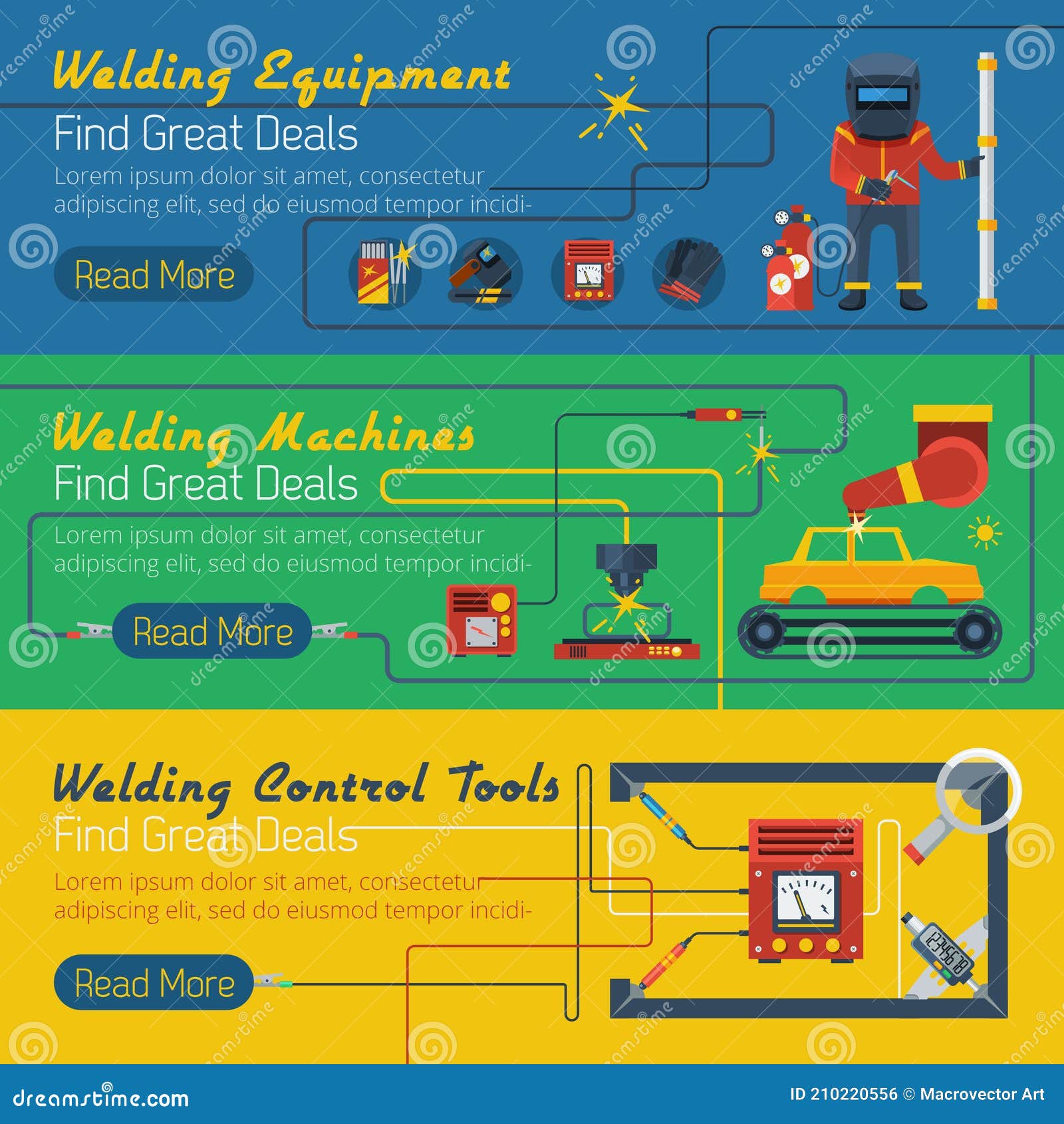 Tree Horizontal Welding Banners Stock Vector - Illustration of cleats ...