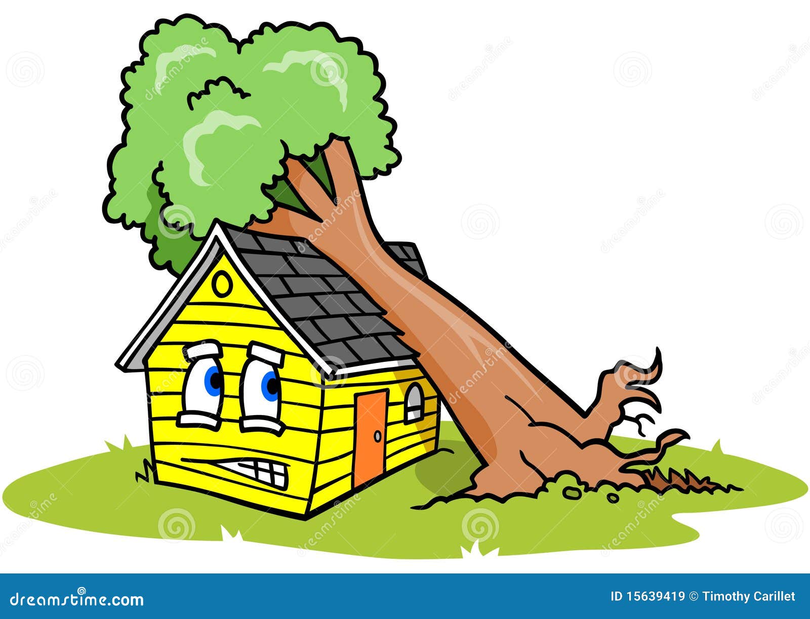 Tree on House stock vector. Illustration of accident - 15639419