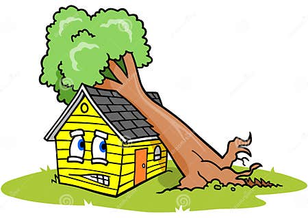 Tree on House stock vector. Illustration of accident - 15639419