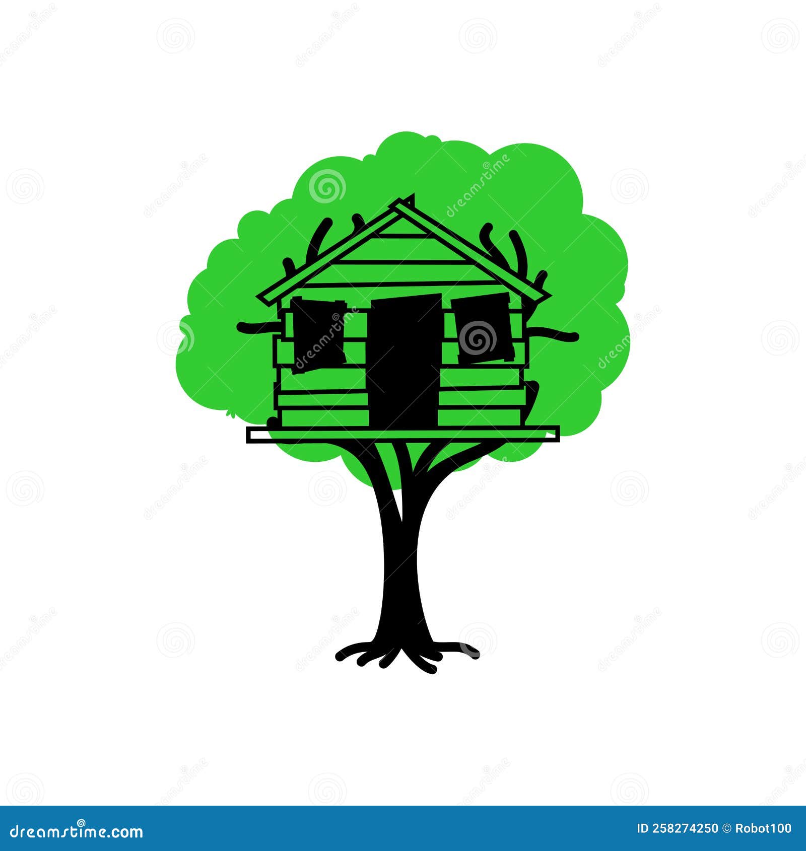 Treehouse Vector Illustration On White Background. Logo Or Icon Design ...