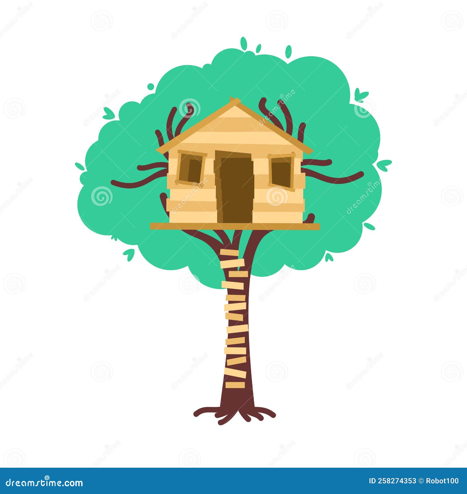Treehouse Vector Illustration On White Background. Logo Or Icon Design ...