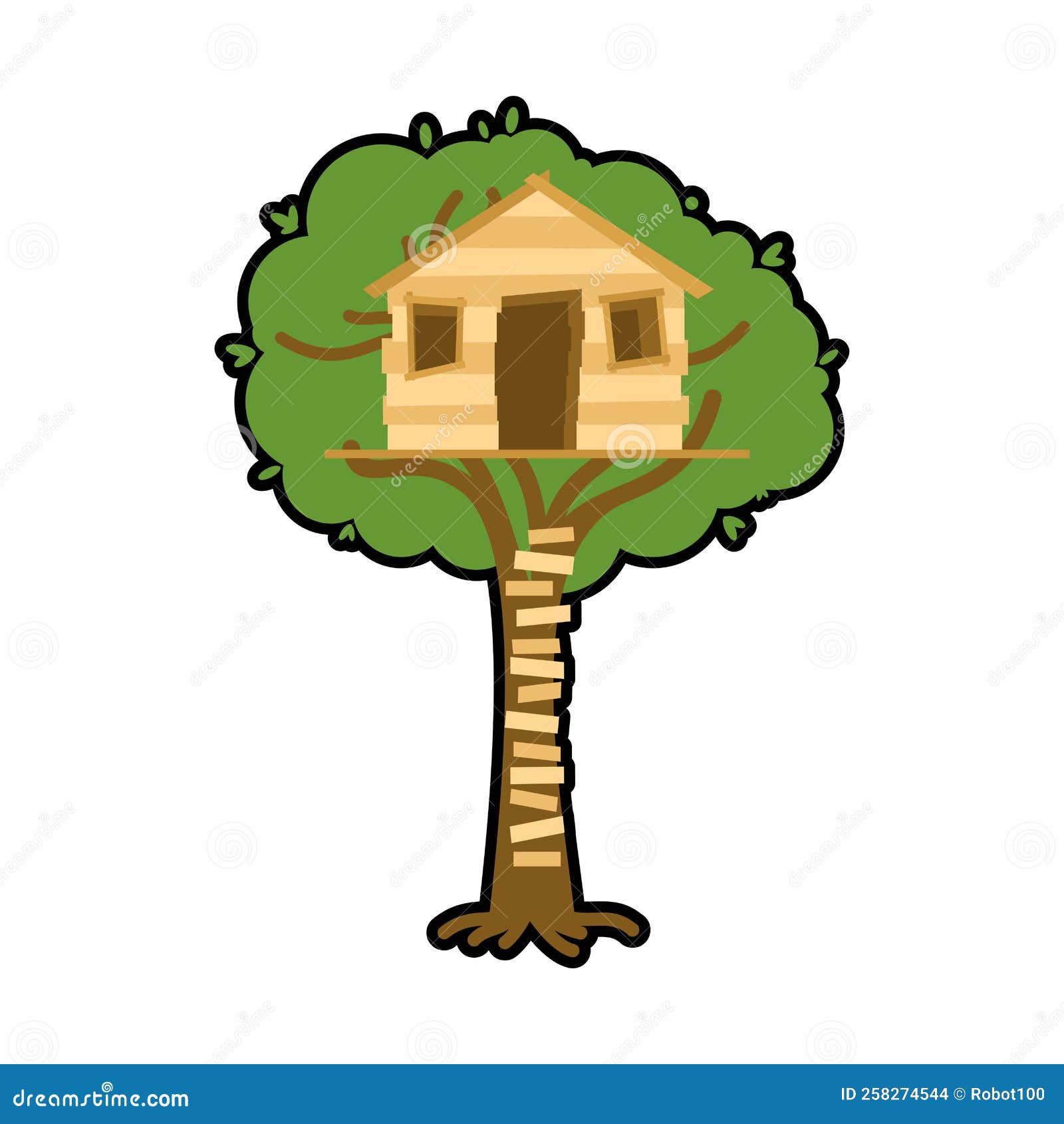 Treehouse Vector Illustration On White Background. Logo Or Icon Design ...