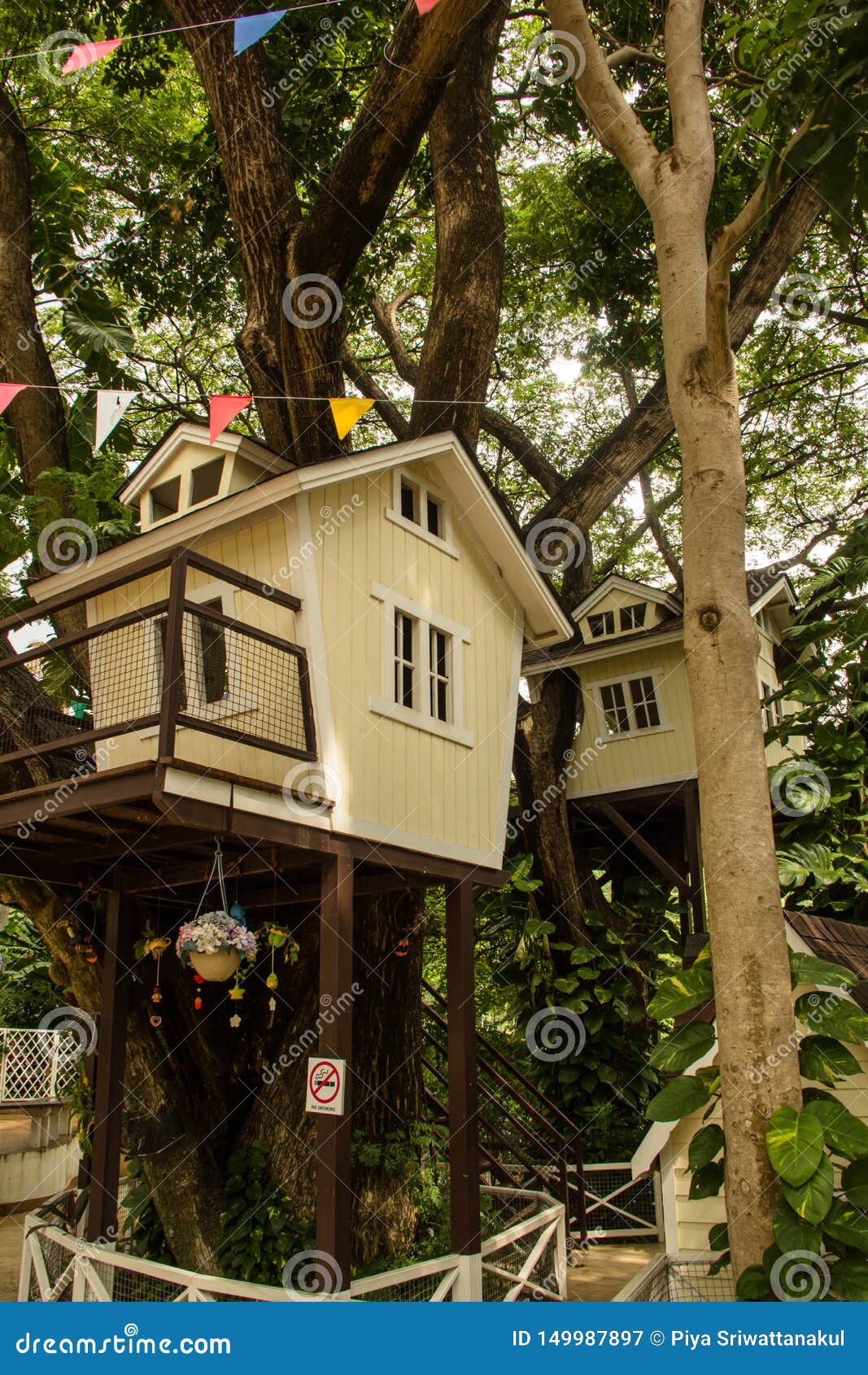 Tree house stock image. Image of balcony, night, playhouse - 149987897