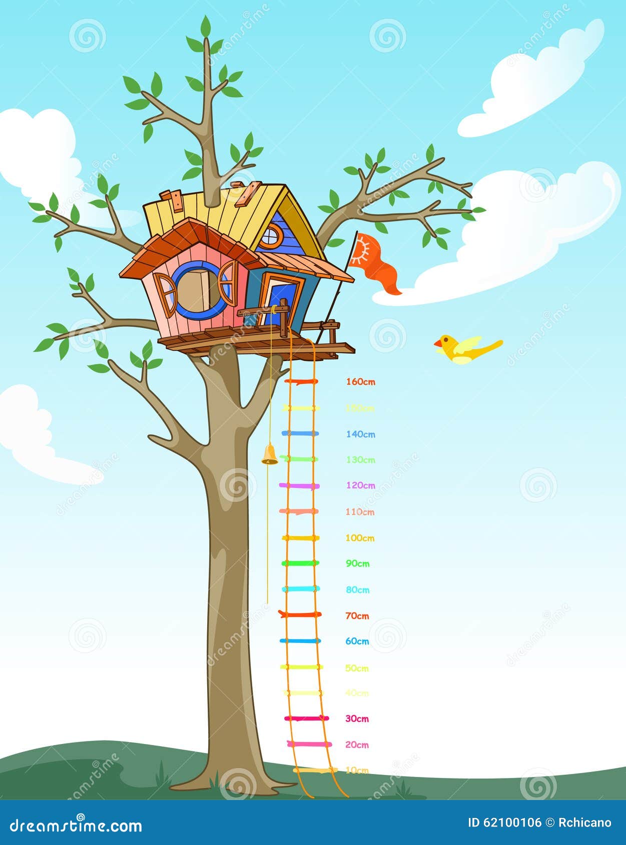 Tree House Kids Height Scale Stock Vector - Illustration of wooden ...