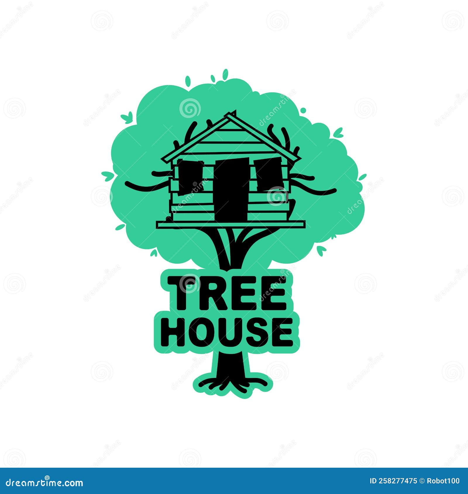 Tree House Sign Icon. Children`s Treehouse Stock Vector - Illustration ...