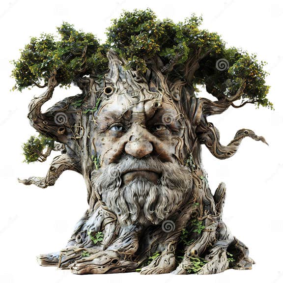 Tree with Human Face and Lush Green Foliage Stock Illustration ...