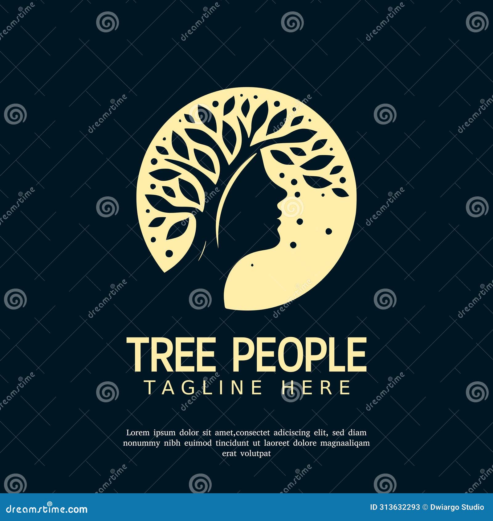 Tree Human Head Logo Design Template Stock Vector - Illustration of ...